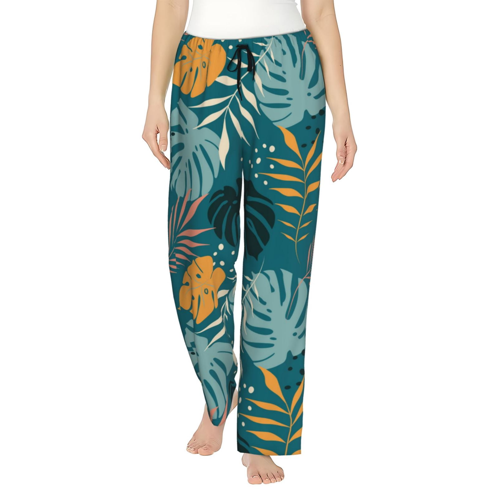 Pajama Pants Women - Hawaiian Style Cyan Blue Wide Leg Lounge Pants ...