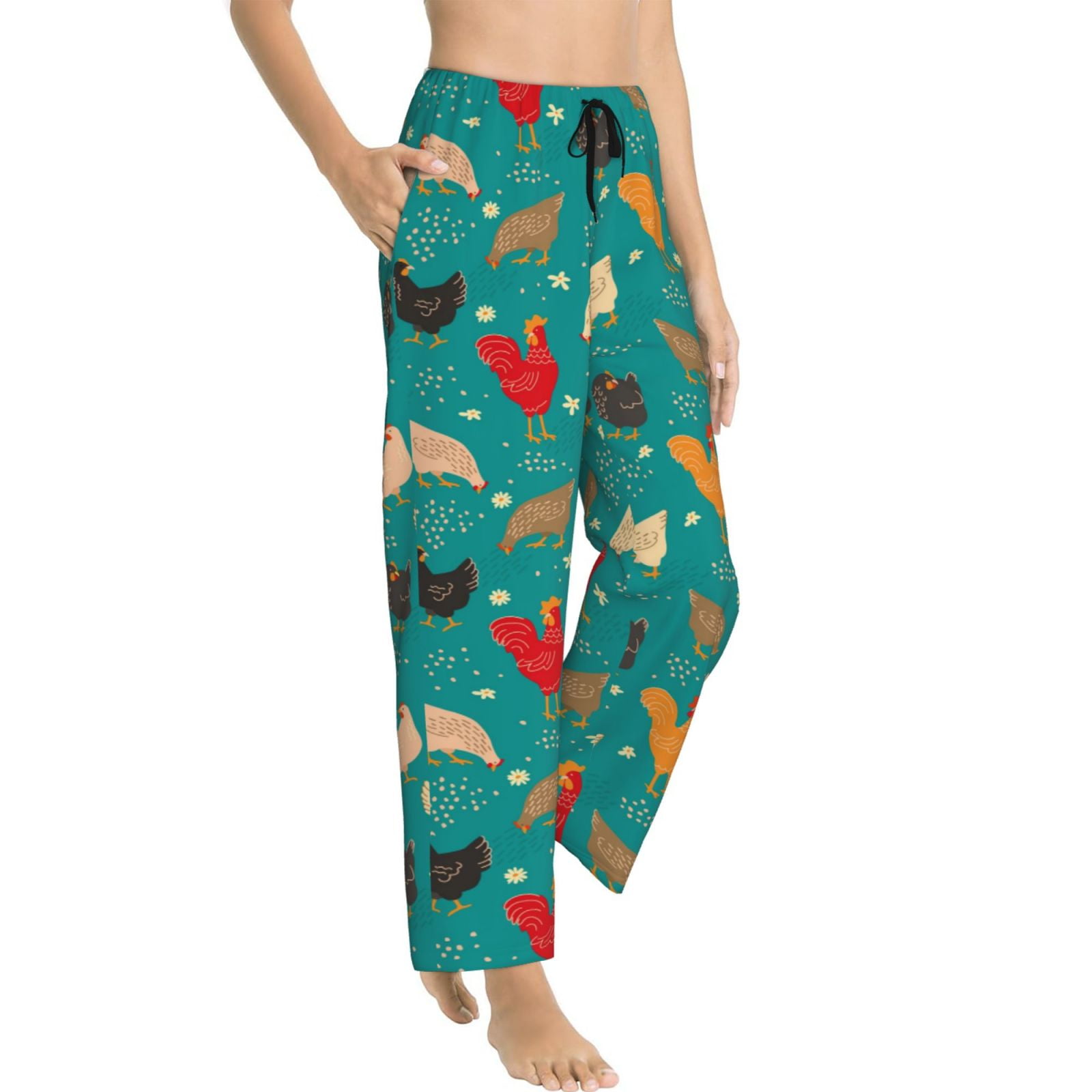 Pajama Pants Women - Hens And Rooster Wide Leg Lounge Pants Women PJ ...