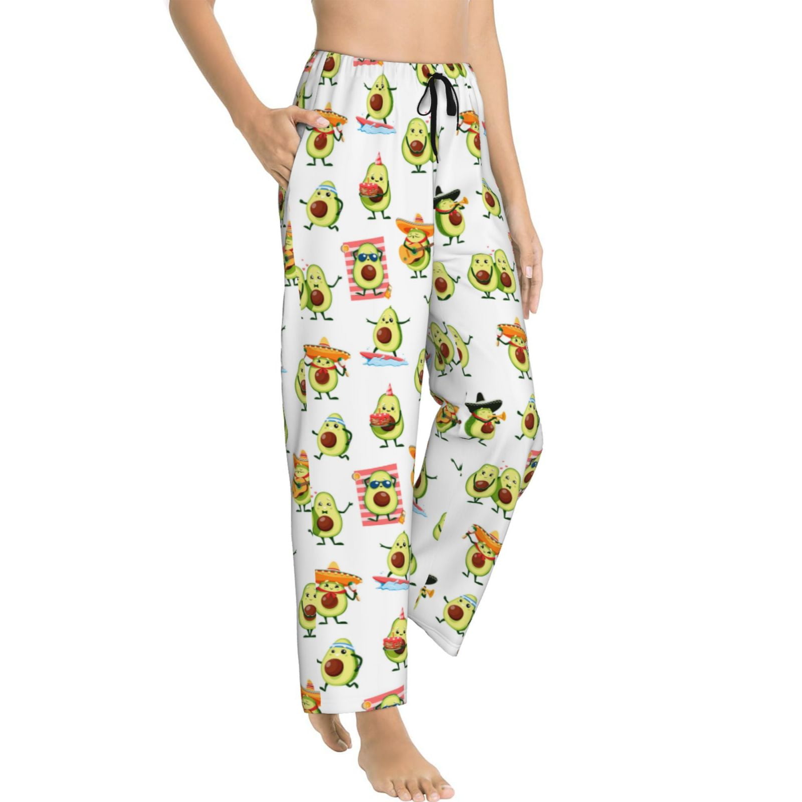 Pajama Pants Women - Kawaii Mexican Avocado Wide Leg Lounge Pants Women ...