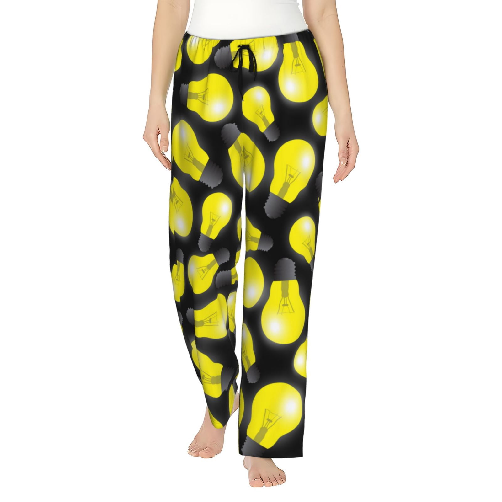 Pajama Pants Women - Light Bulb Pattern Bright Wide Leg Lounge Pants ...