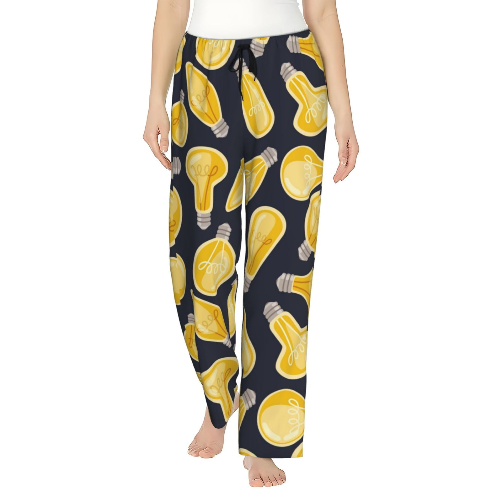 Pajama Pants Women, Light Bulb Print Lounge PJ Yoga Pants With ...