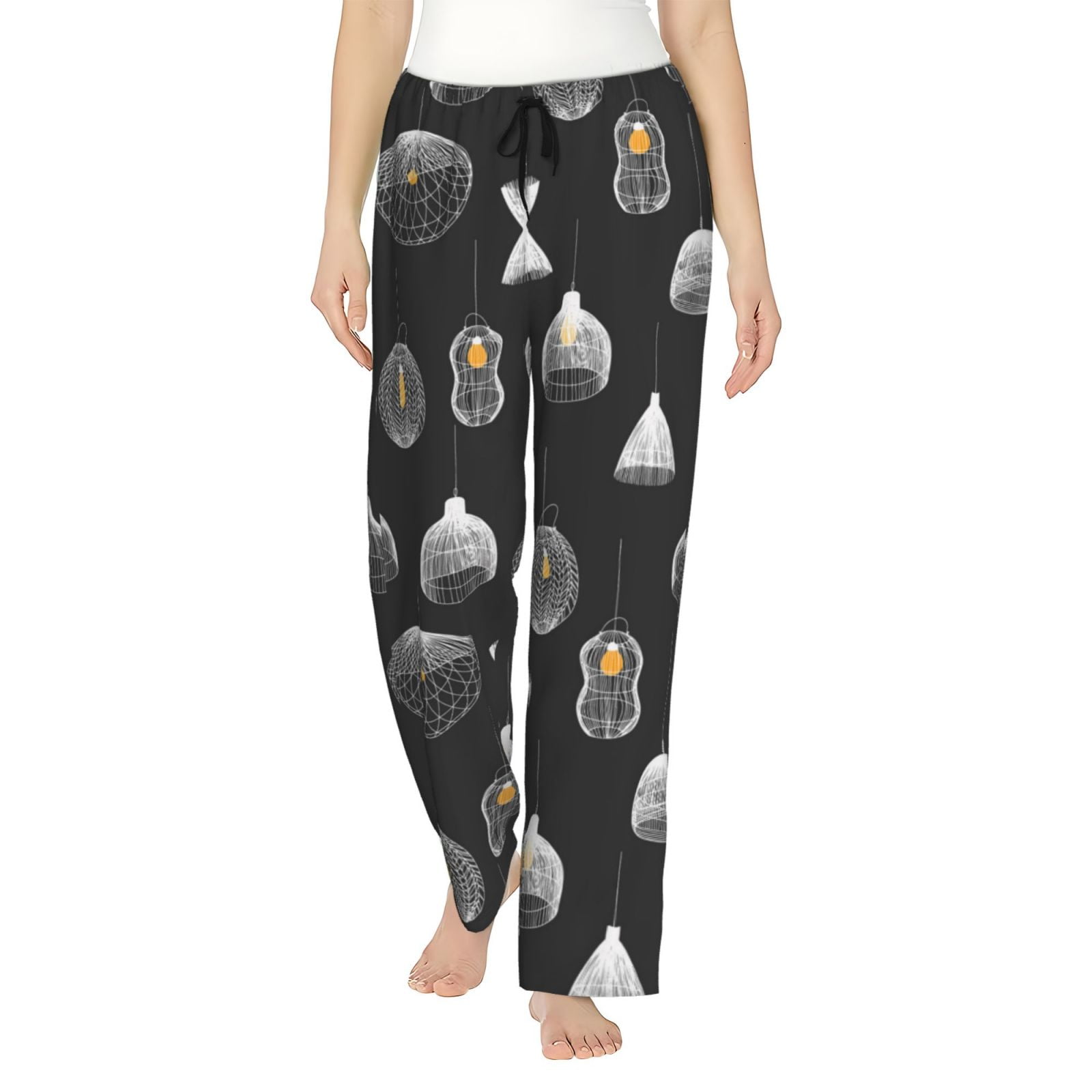 Pajama Pants Women, Light Bulb Print grey Lounge PJ Yoga Pants With ...