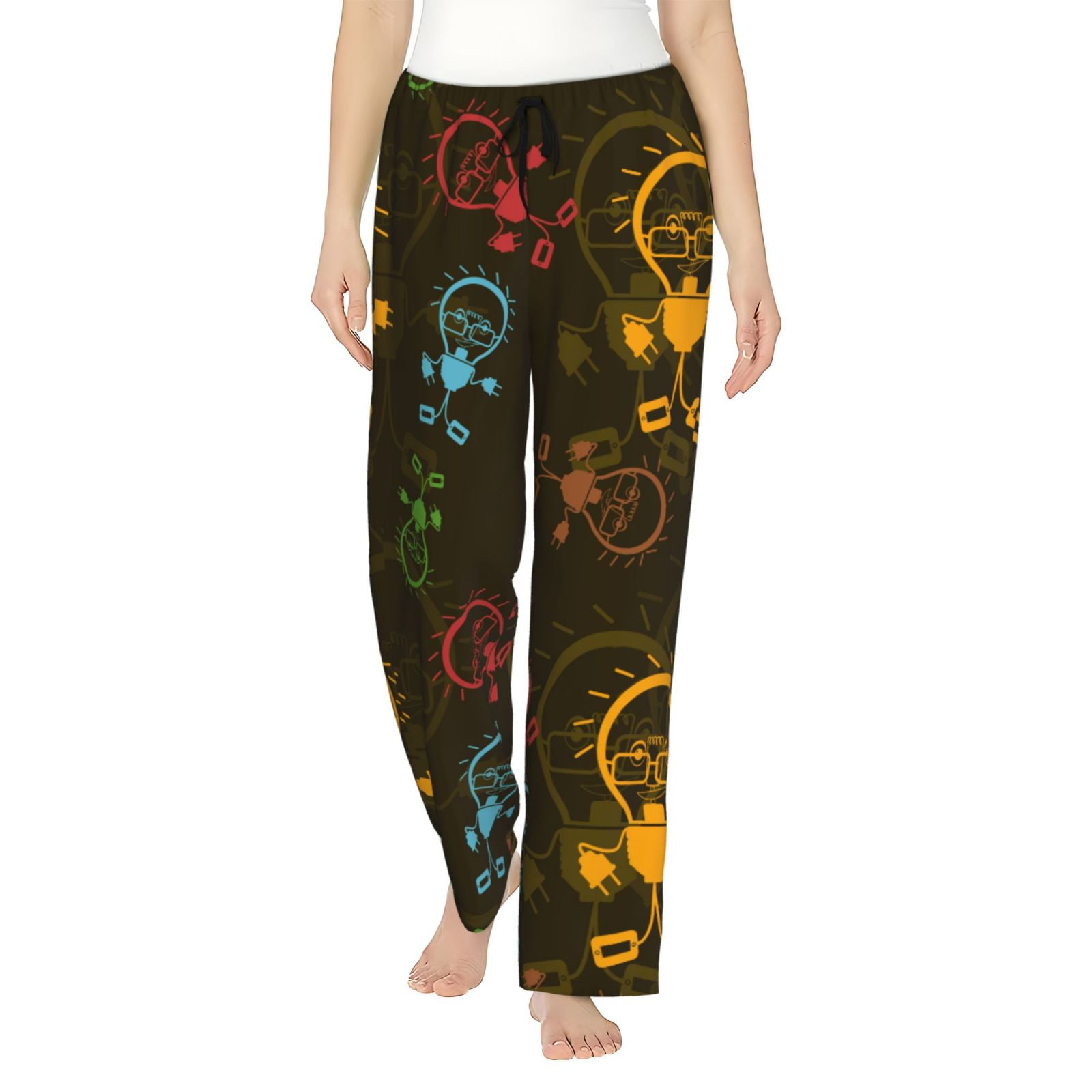 Pajama Pants Women, Light Bulb funny print Lounge PJ Yoga Pants With ...