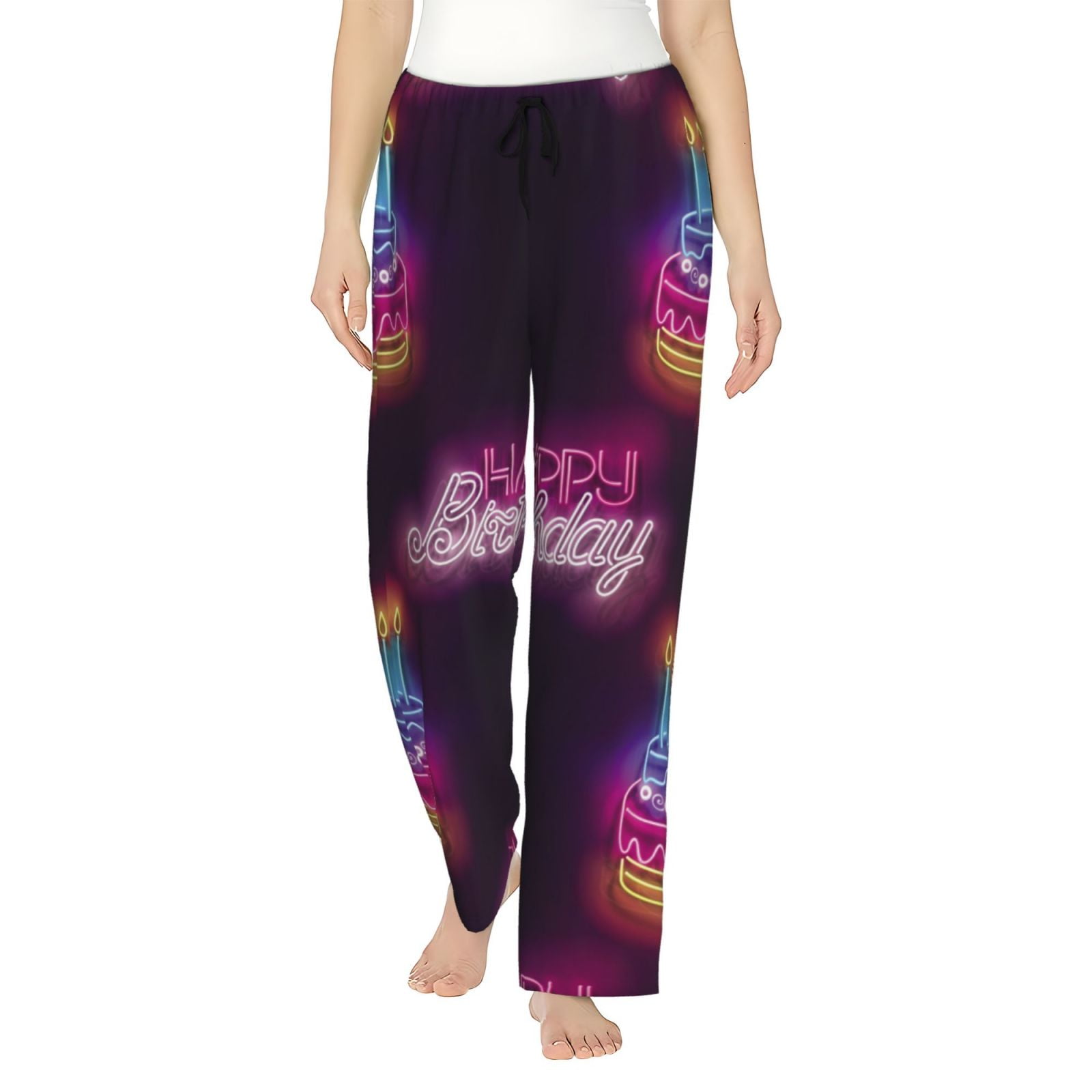 Pajama Pants Women - Light Bulb happy birthday Wide Leg Lounge Pants ...