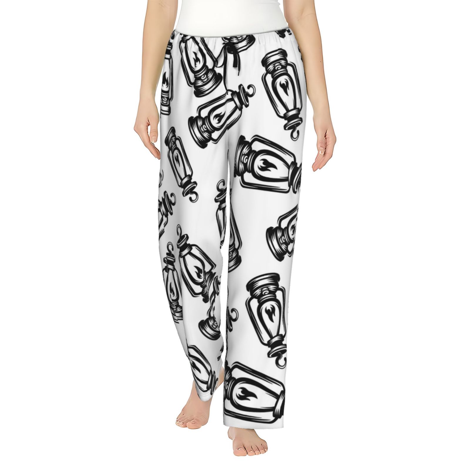 Pajama Pants Women, Light Bulb vintage black Lounge PJ Yoga Pants With ...