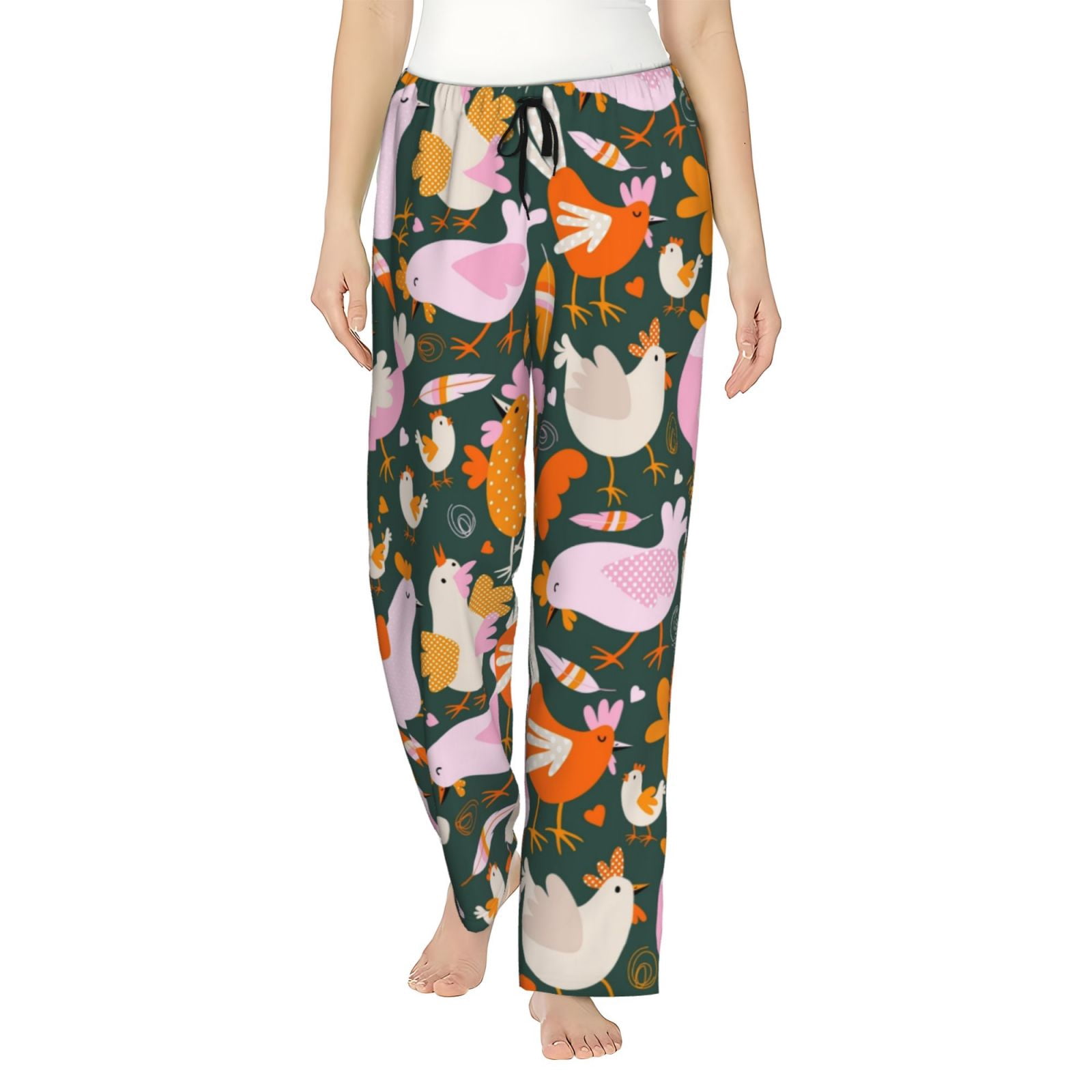 Pajama Pants Women - Roosters and Chicks Wide Leg Lounge Pants Women PJ ...