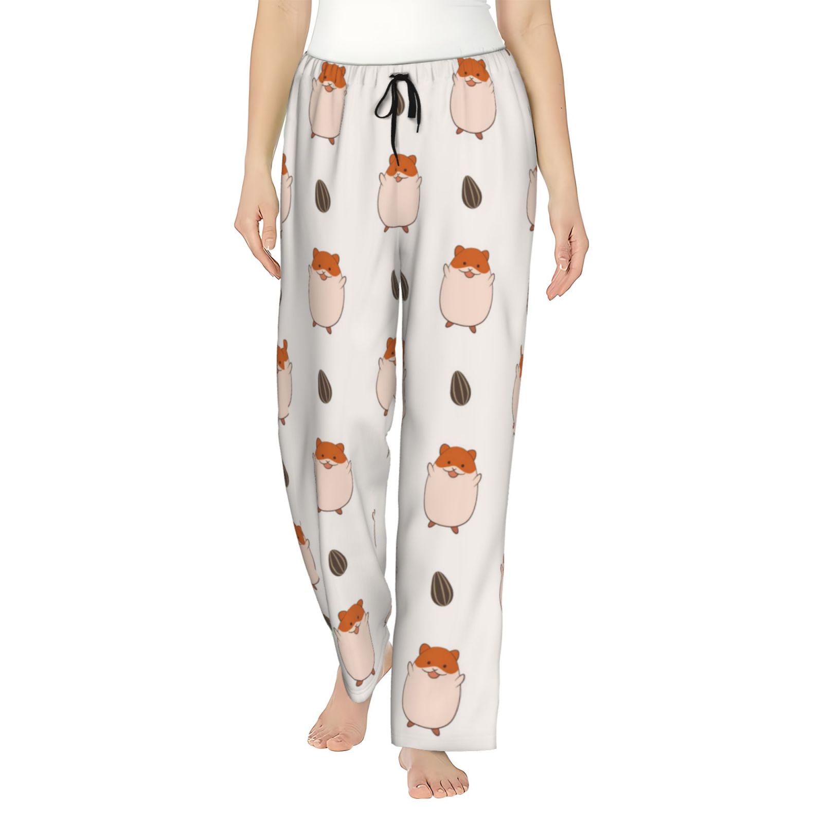Pajama Pants Women, Sunflower Seed Cute Hamster Lounge PJ Yoga Pants ...