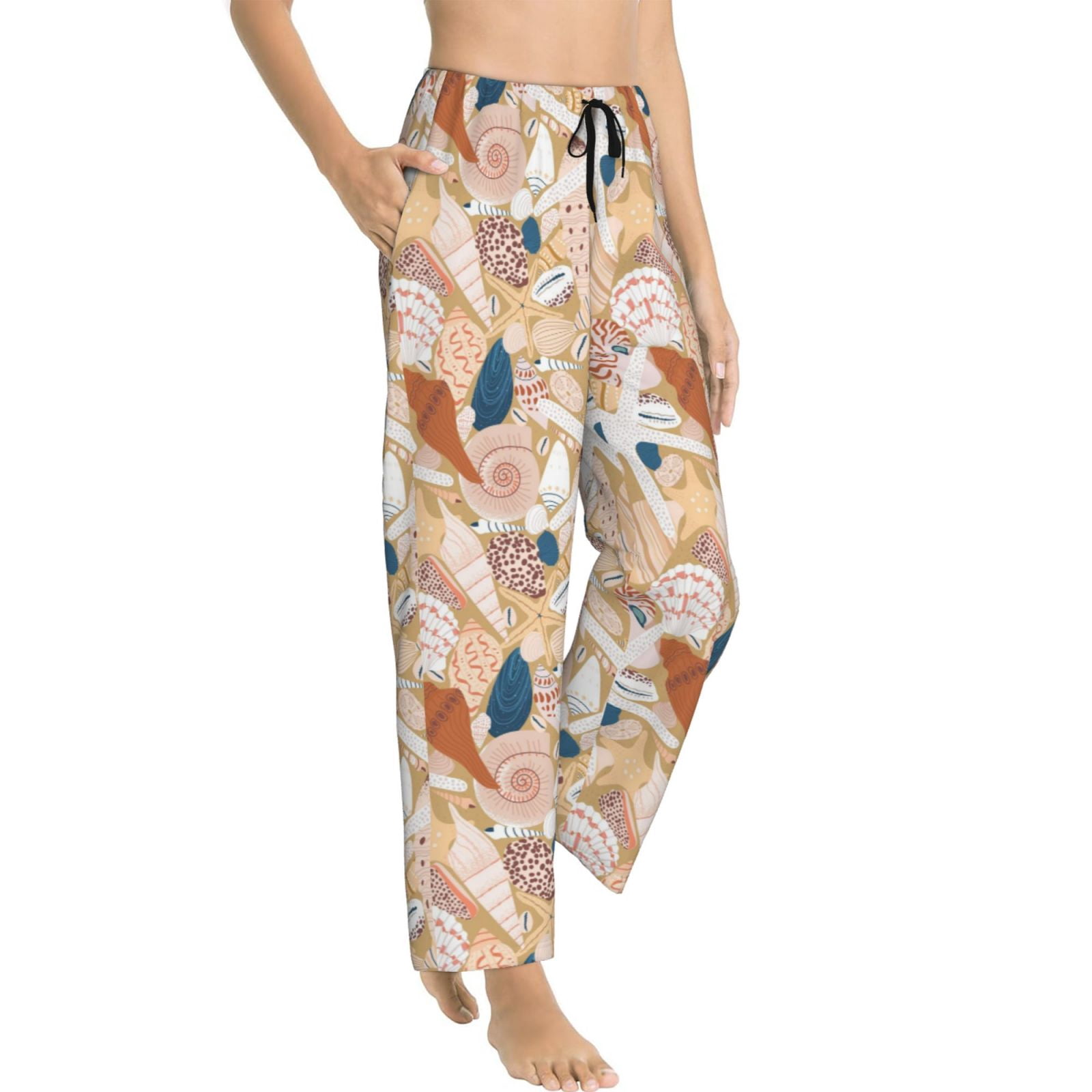 Pajama Pants Women - Tropical Beach Sea Shell Wide Leg Lounge Pants ...