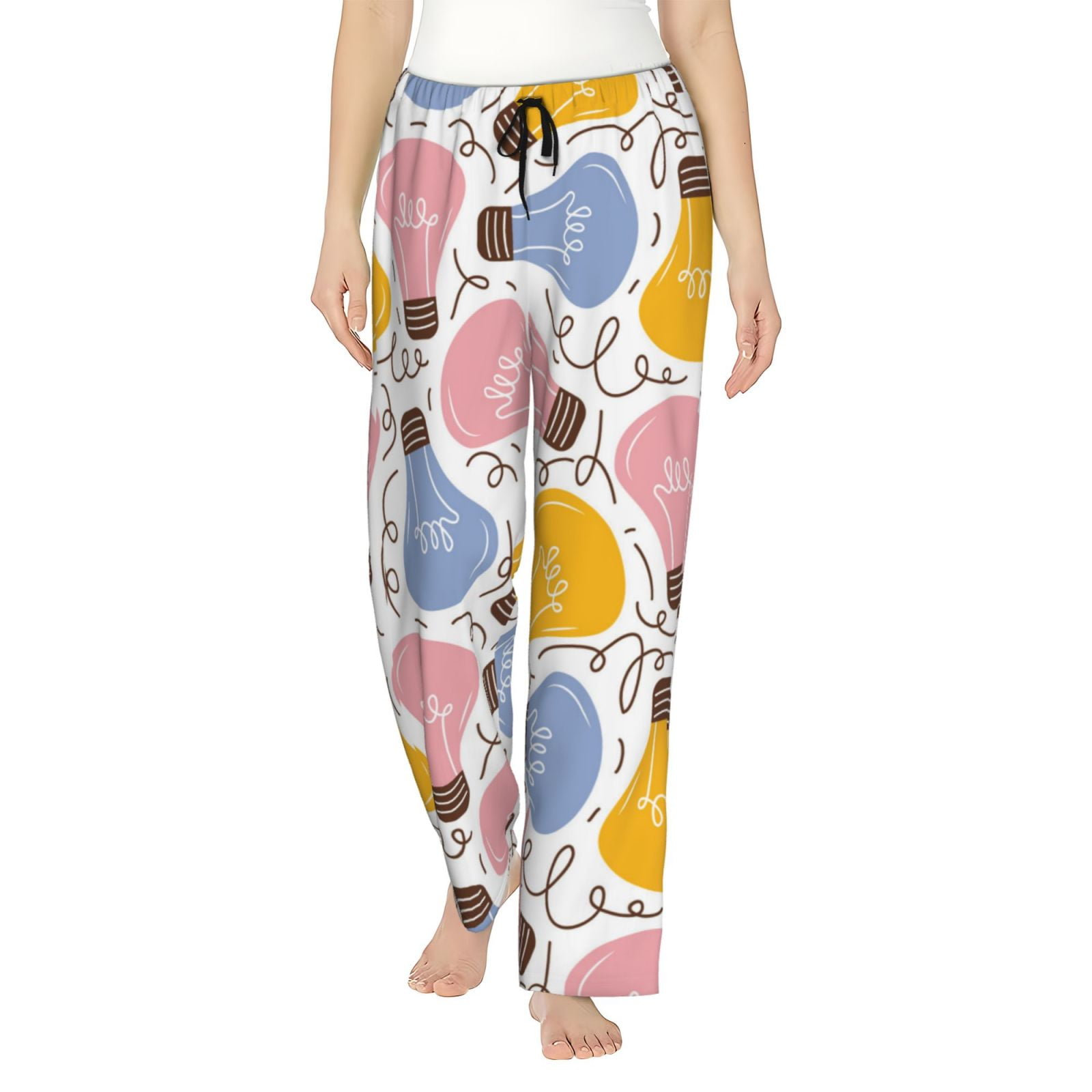 Pajama Pants Women, colors Light Bulb Print Lounge PJ Yoga Pants With ...