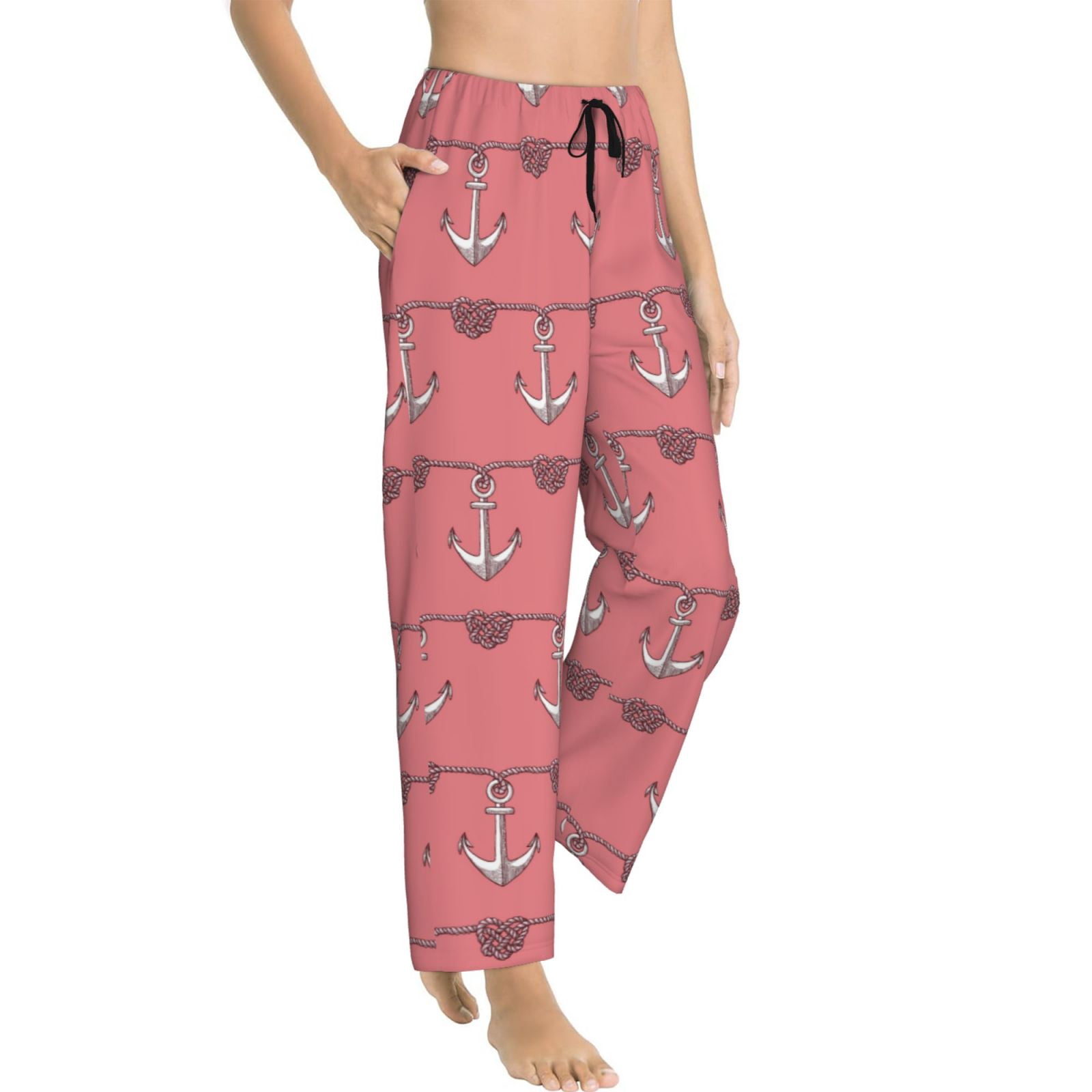 Pajama Pants Women, eternity knot heart anchor pink Lounge PJ Yoga ...