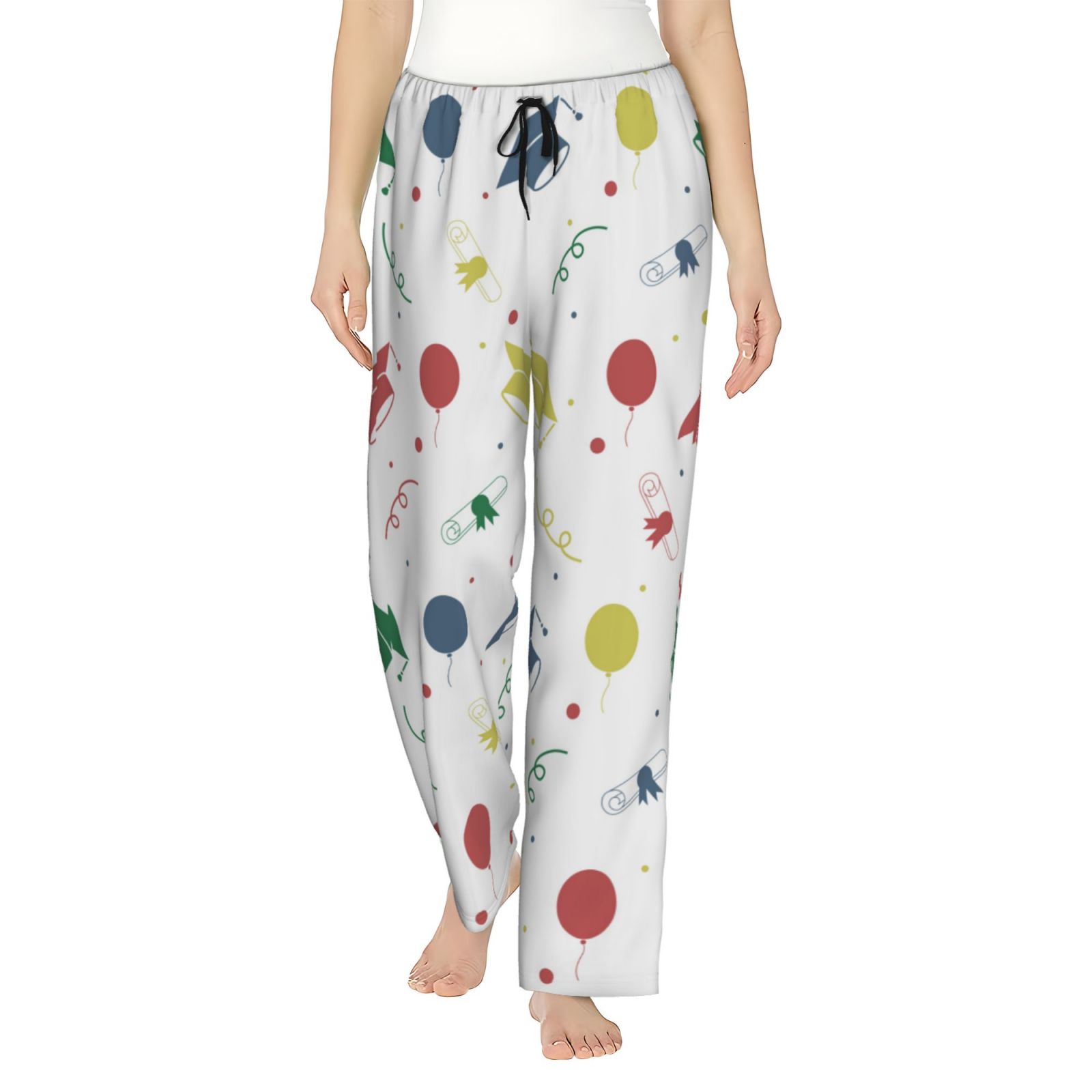 Pajama Pants Women - graduation hat Wide Leg Lounge Pants Women PJ ...