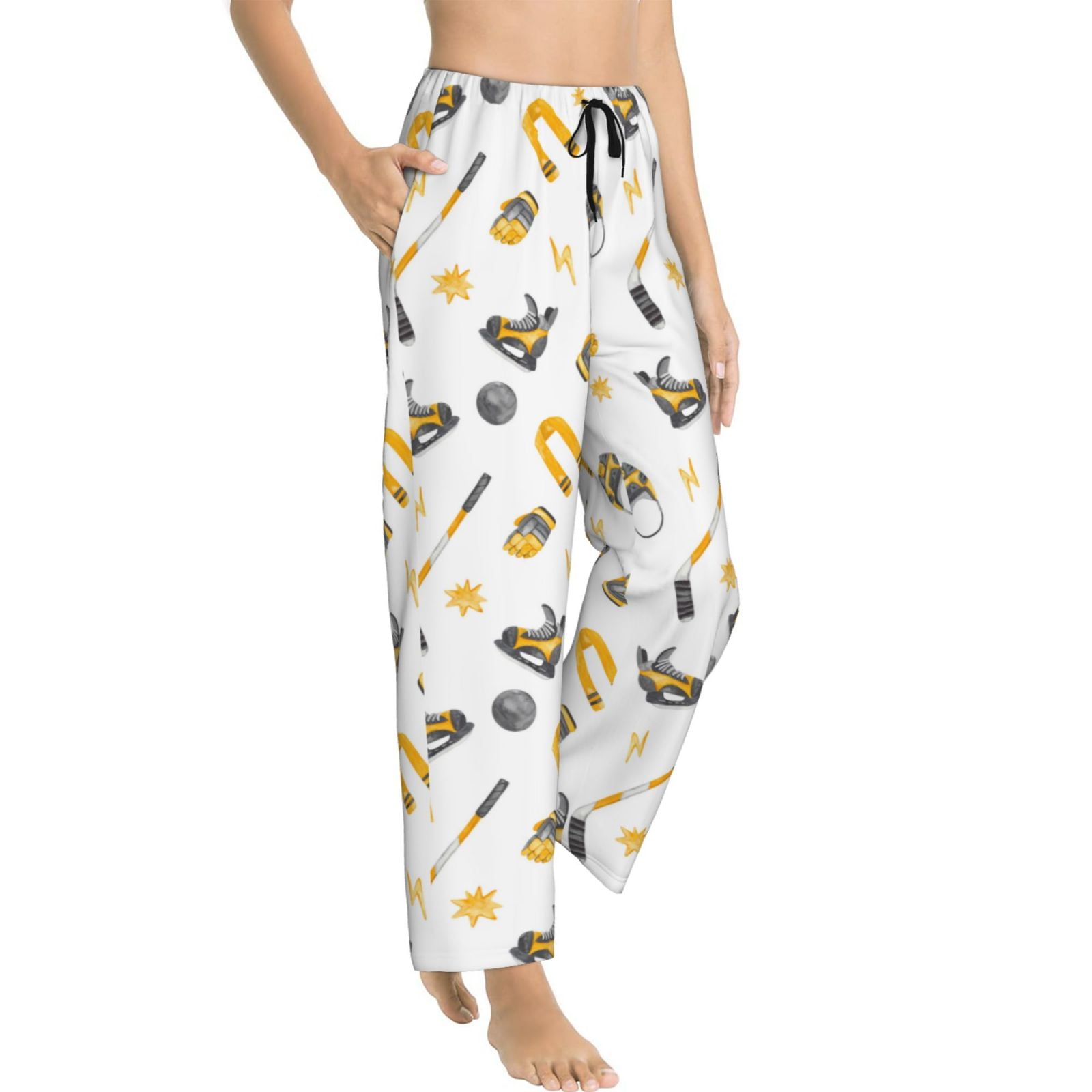 Pajama Pants Women, hockey skates stick puck helmet Lounge PJ Yoga ...