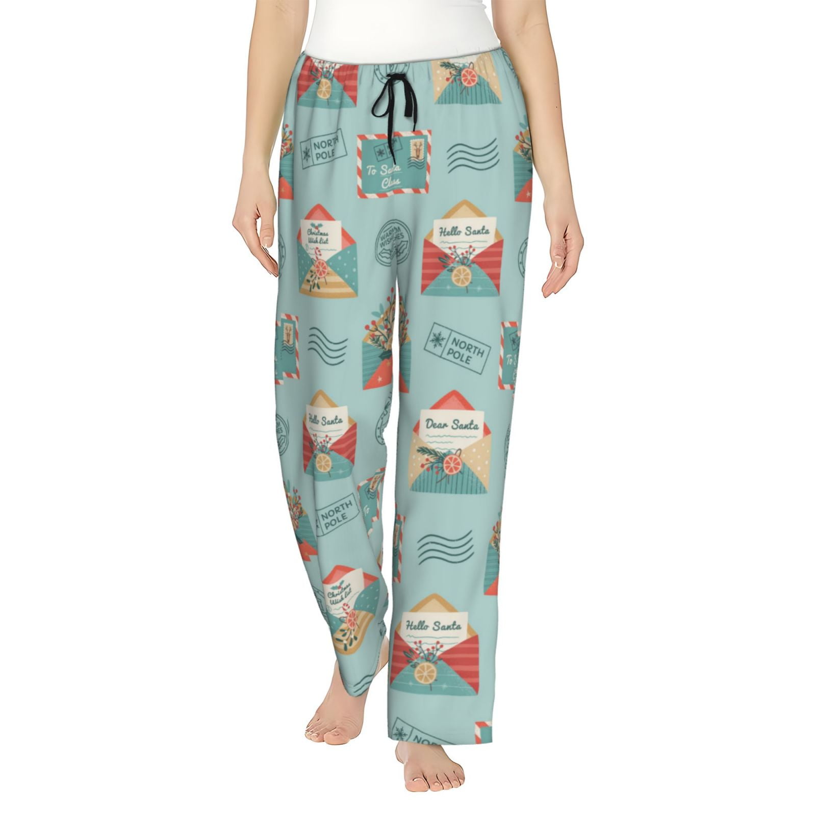 Pajama Pants Women - mailer Stamp Pattern Wide Leg Lounge Pants Women ...