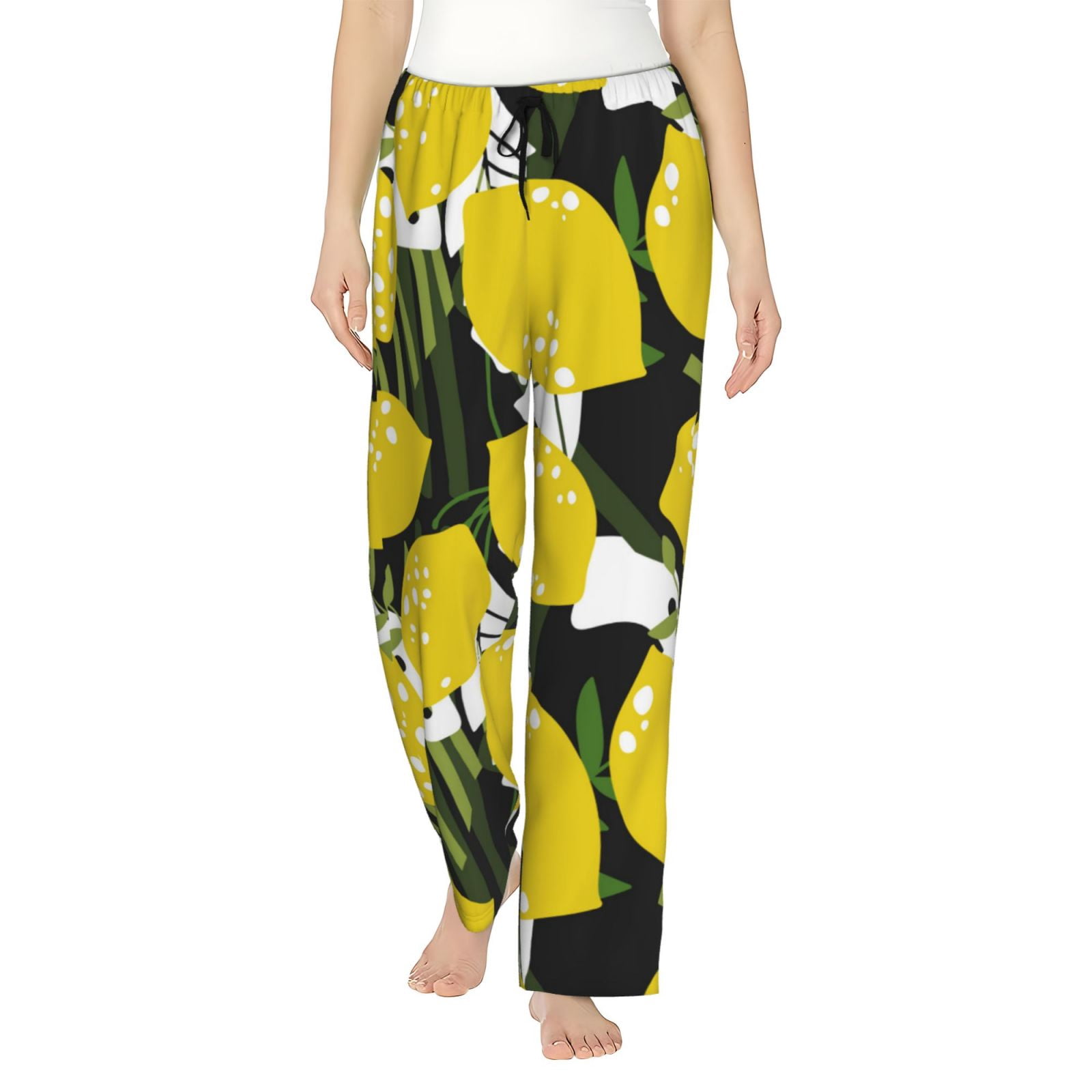 Pajama Pants Women, yellow Lemon tree Lounge PJ Yoga Pants With ...