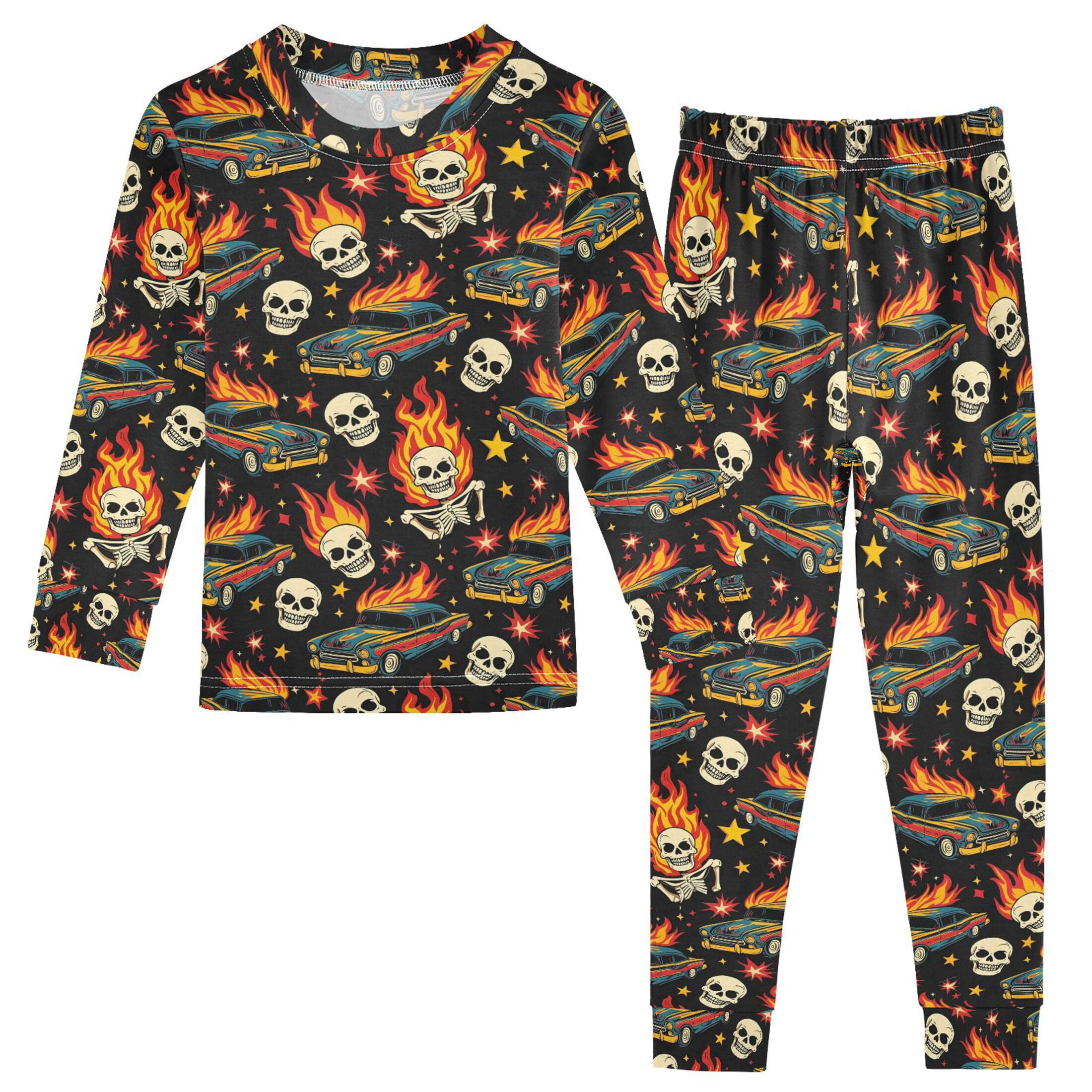 Pajama Racing Car Skull Fire Cute Comfortable Cotton Two-piece Pajama ...