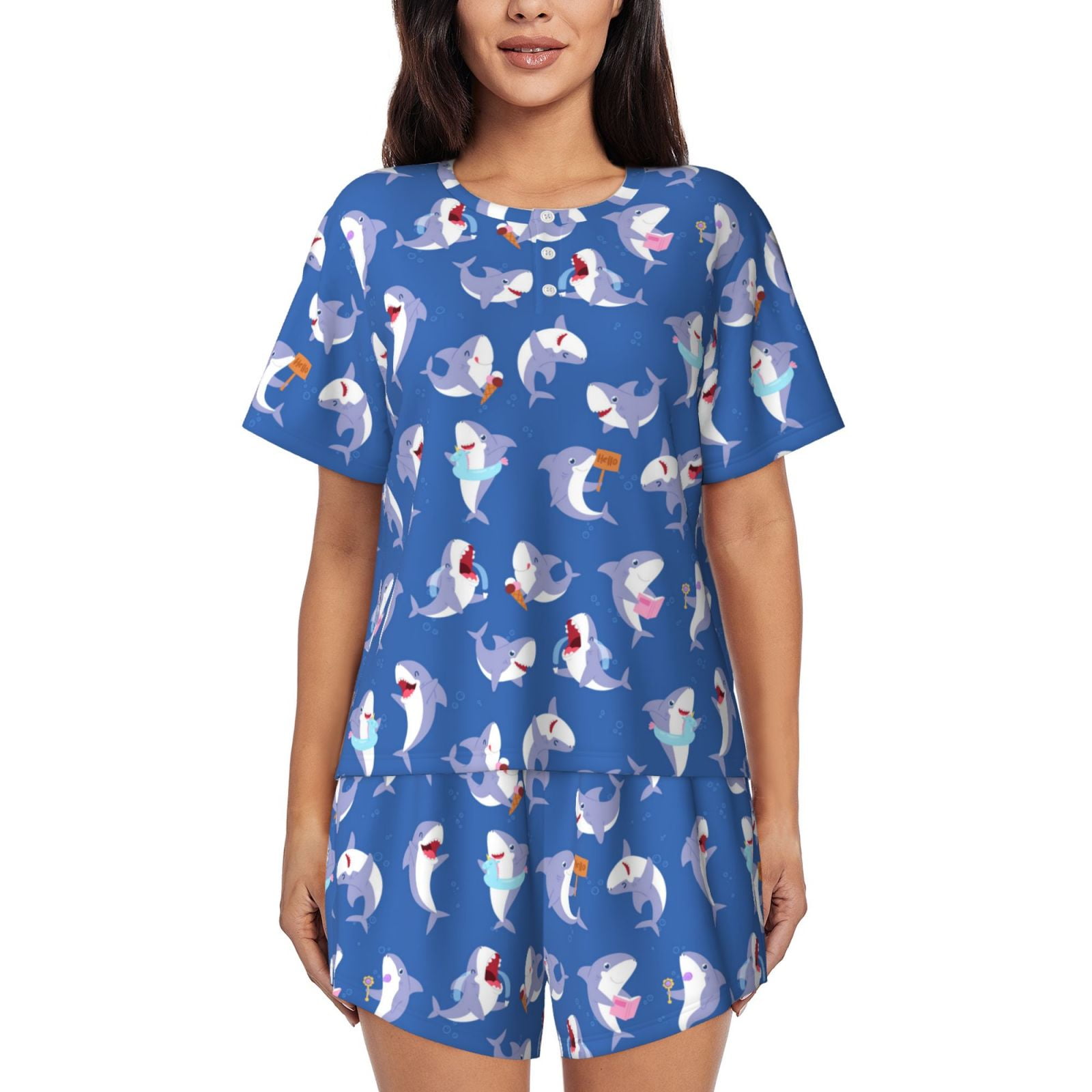 Pajama Set For Women 2 Piece - Cartoon Funny Happy Cute Smiling Lounge ...