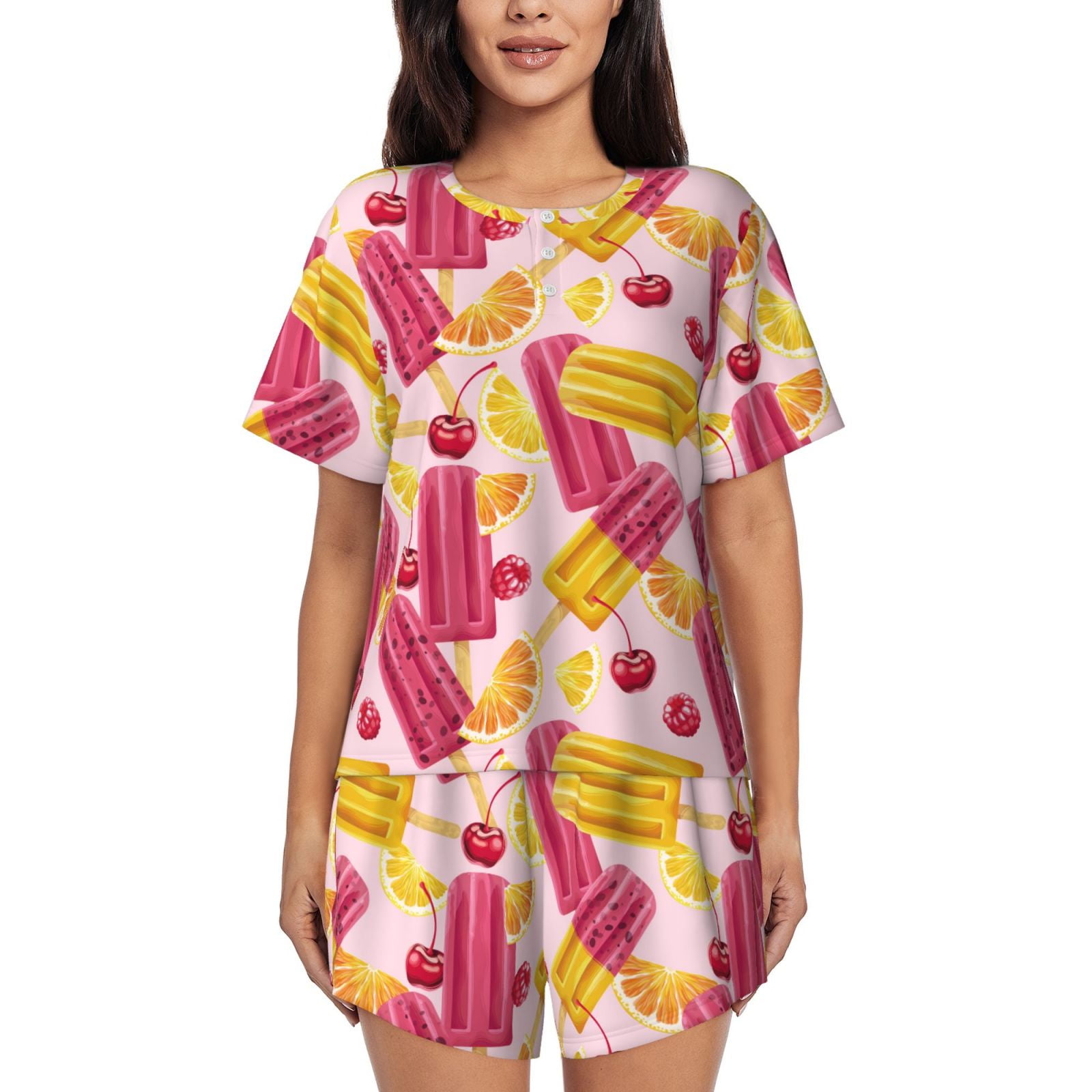 Pajama Set For Women 2 Piece - Cute Popsicle Lounge Set Short Sleeve ...