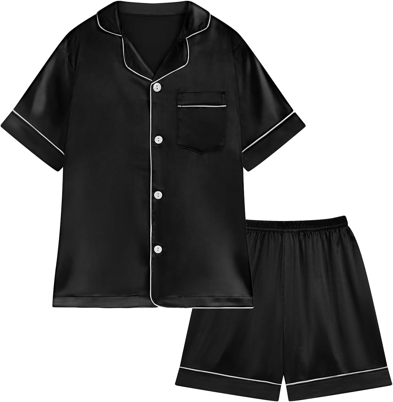 Pajama Set for Kid Baby Girl Button-up Silk Pajamas for Girls Sleepwear ...