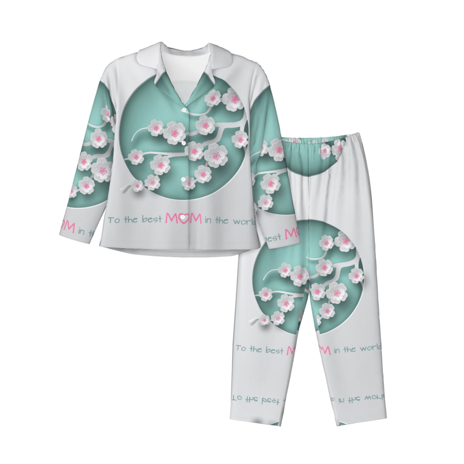 Pajama Sets for Women 2 Pcs, Happy Mother's Day A Button Down Long ...