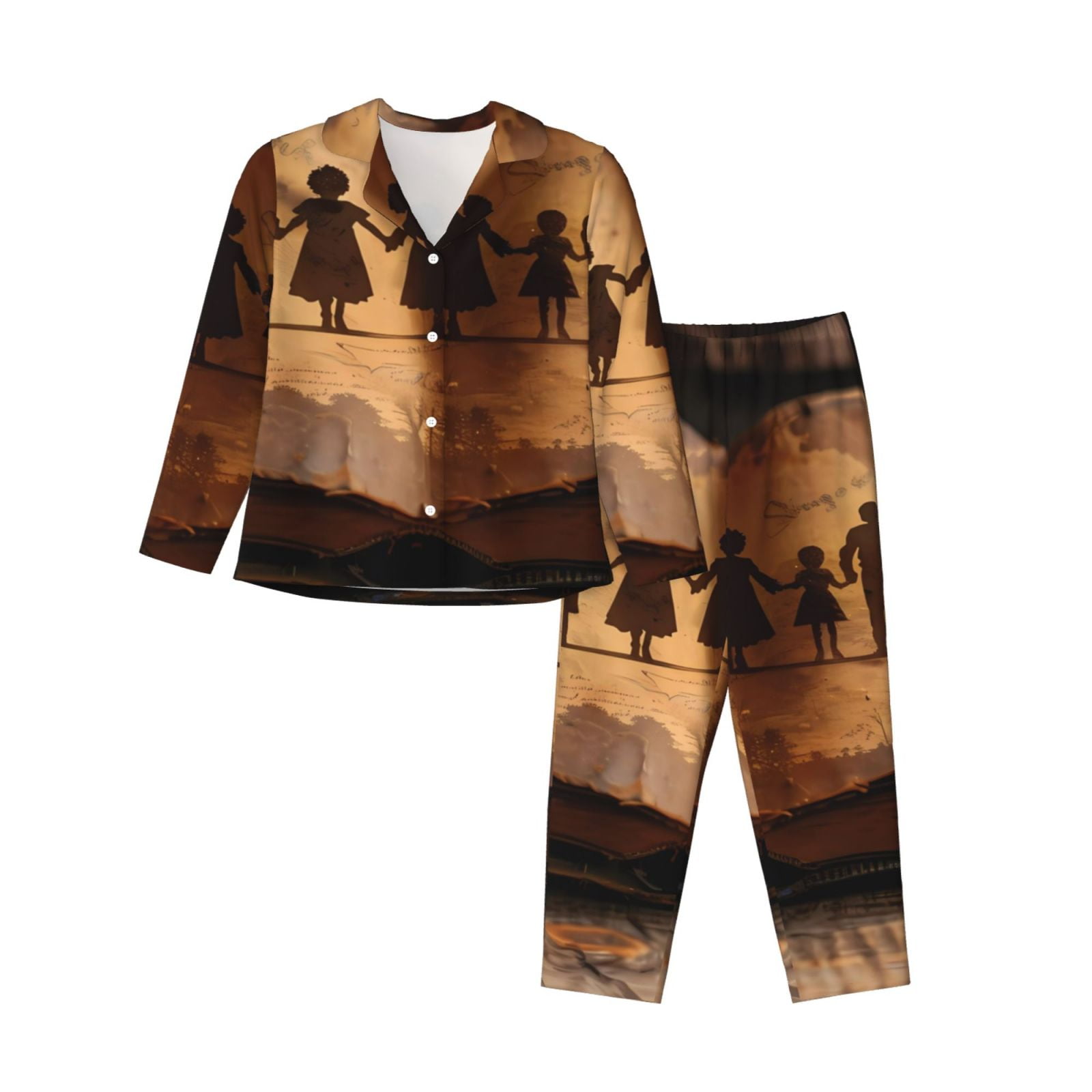 Pajama Sets for Women 2 Pcs, Vintage Family History Book Button Down ...