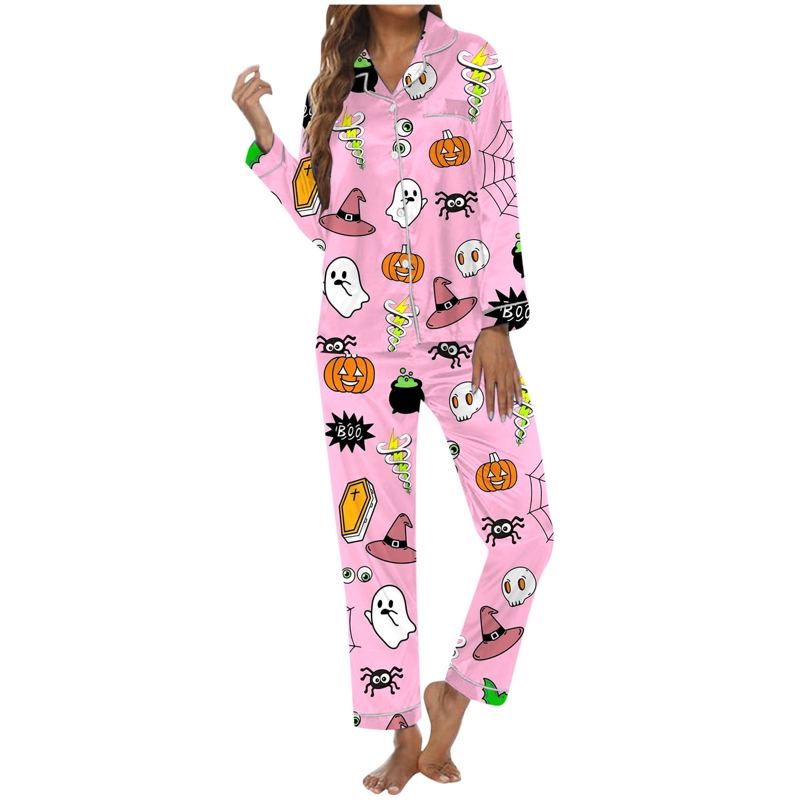 Pajama Sets for Women 2 Piece Print Long Robe & Pants Set Homewear for ...