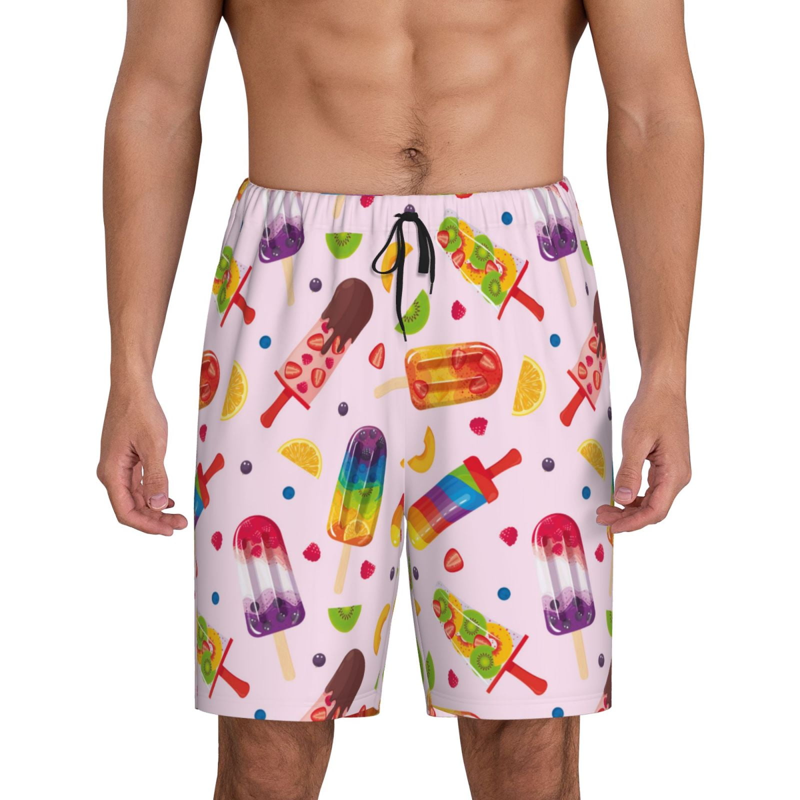 Pajama Shorts Men, Cartoon Popsicle Mens Sleep Lounge Shorts, Soft ...