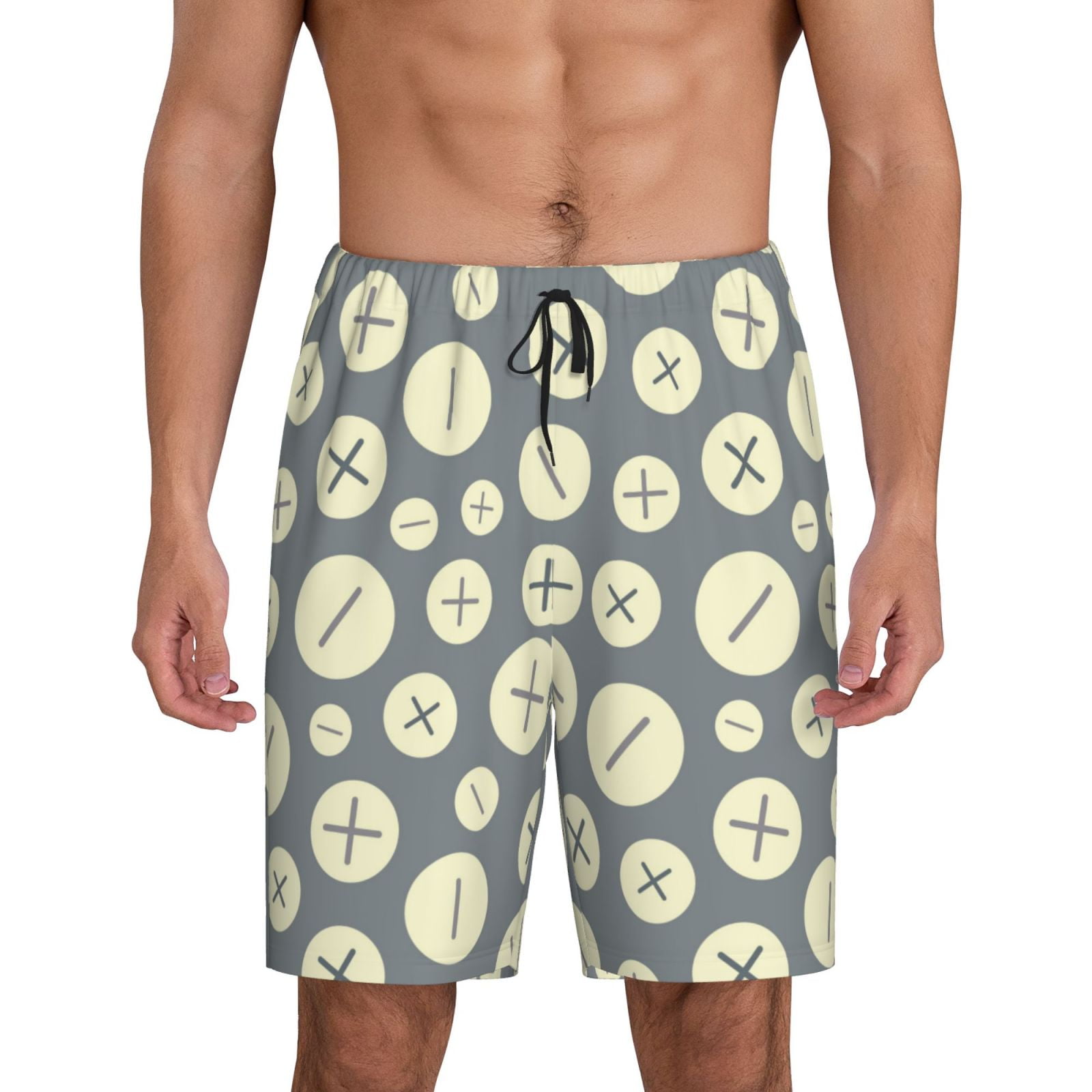 Pajama Shorts Men, Comical Math Symbol Print Mens Sleep Lounge Shorts ...