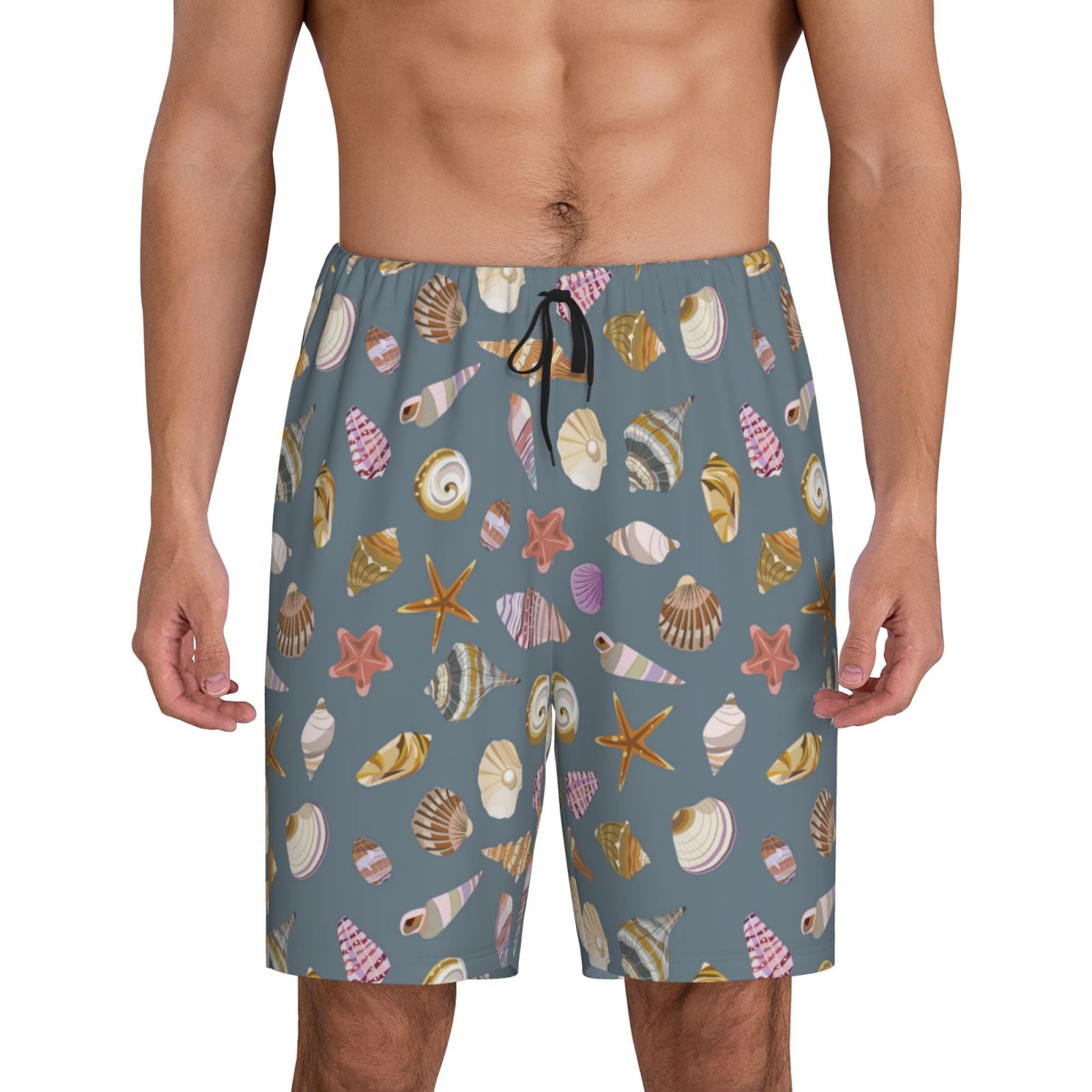 Pajama Shorts Men, Conch Shells Print No.9046 Mens Sleep Lounge Shorts ...