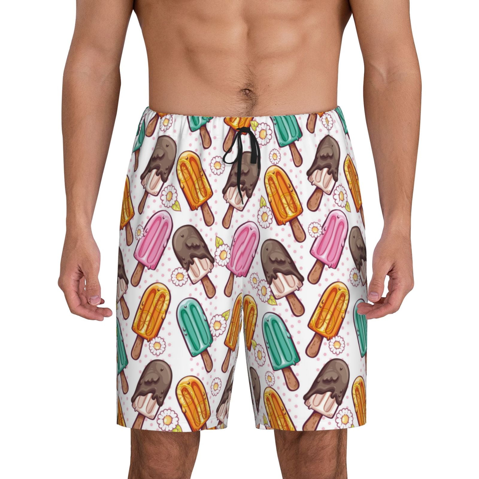 Pajama Shorts Men, Cute Cartoon Popsicle Mens Sleep Lounge Shorts, Soft ...