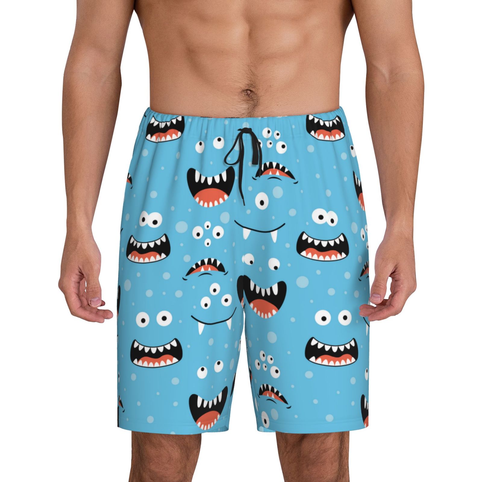 Pajama Shorts Men, Cute Dinosaur Mouth Mens Sleep Lounge Shorts, Soft ...