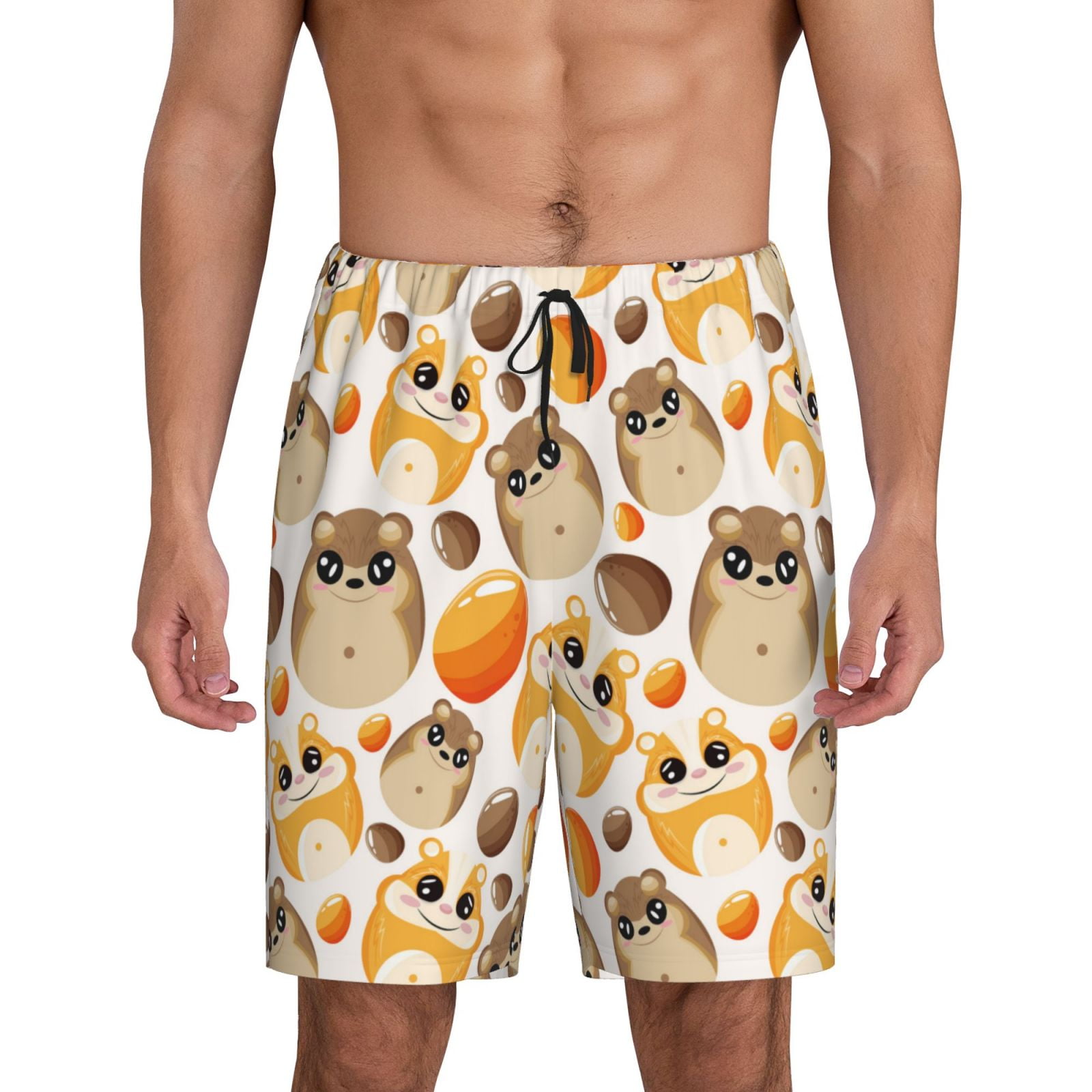 Pajama Shorts Men, Glamorous Cute Cartoon Hamster Mens Sleep Lounge ...