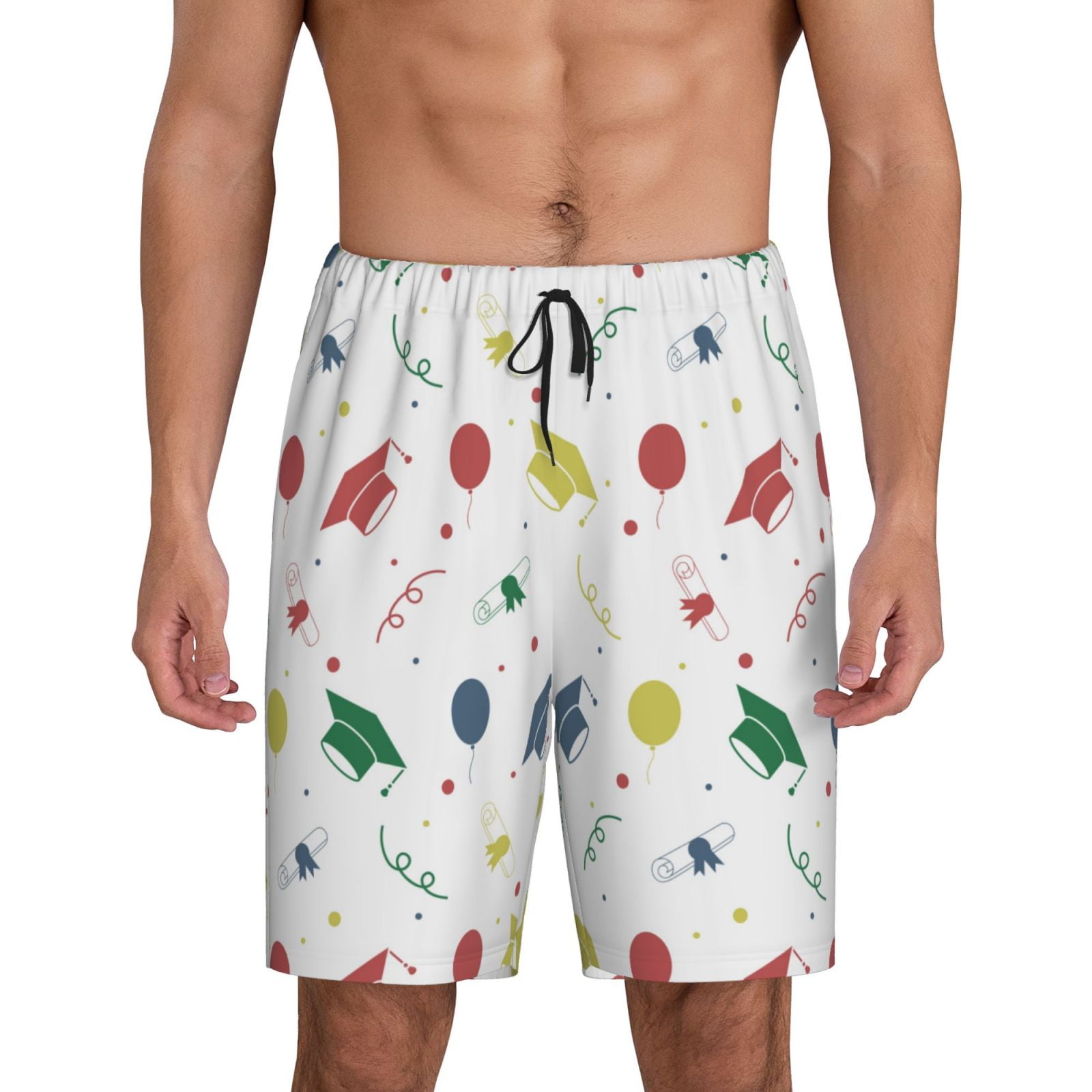 Pajama Shorts Men, Graduation Hat Mens Sleep Lounge Shorts, Soft Comfy ...