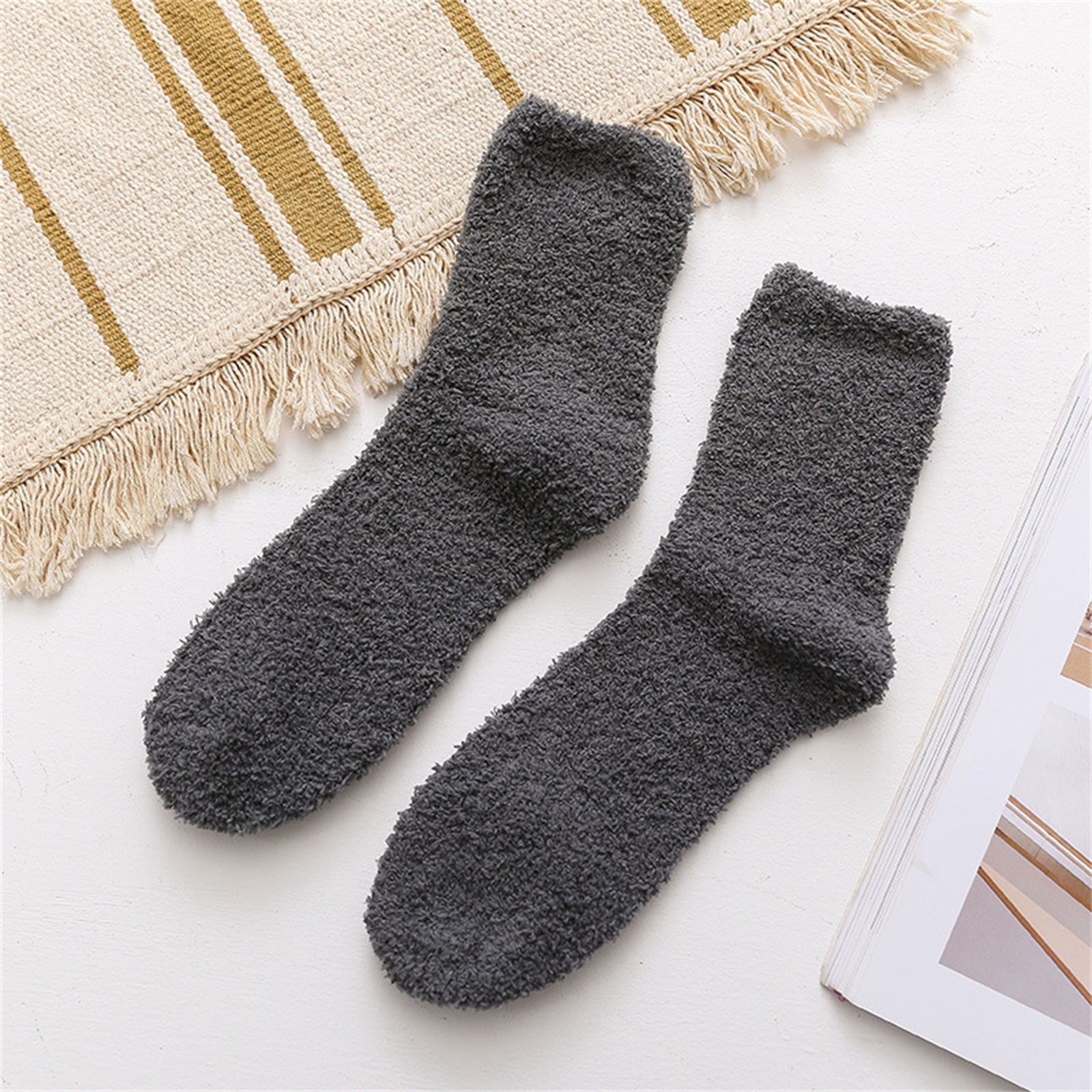 Pajama Socks for Men Gray Mens Wool Thermal Hiking Winter Boot Warm ...