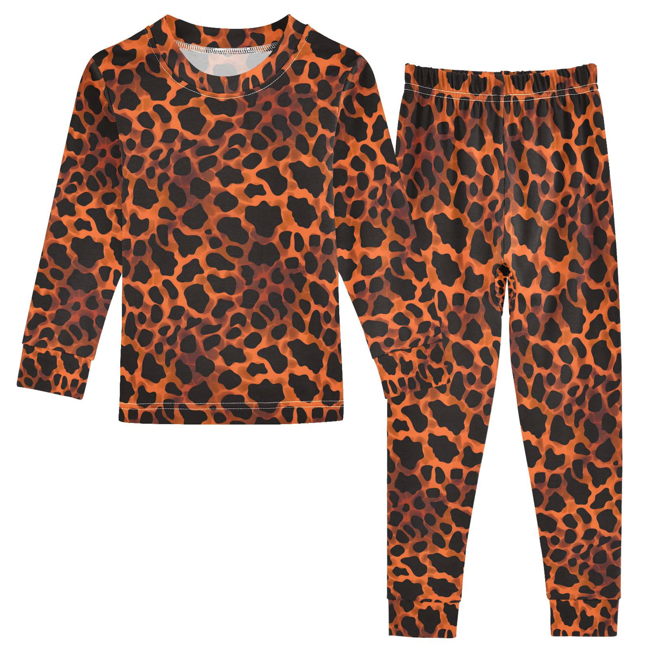 Pajama Spotted Orange Background Cute Comfortable Cotton Two-piece ...