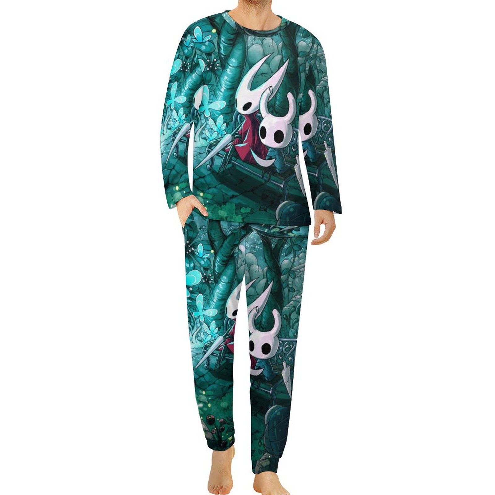 Pajama Suit Hollow Knight Men's Pajamas Two Piece Set Nightgown Soft ...