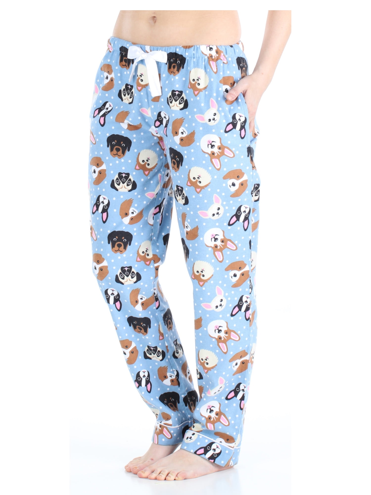PajamaMania Women's Cotton Flannel Pajama PJ Pants with Pockets ...