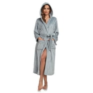 PAVILIA Women Hooded Plush Soft Robe | Fluffy Warm Fleece Sherpa Shaggy Bathrobe (L/XL, Gray ...