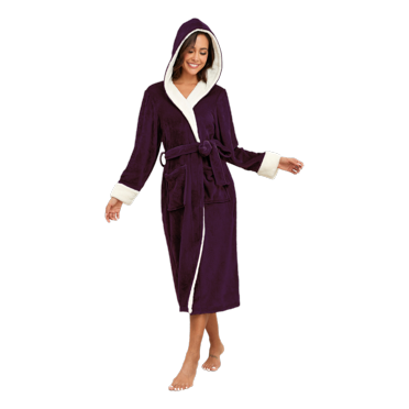 Women 100% Luxury Terry Cotton Hooded Shawl Bathrobe Toweling Spa ...