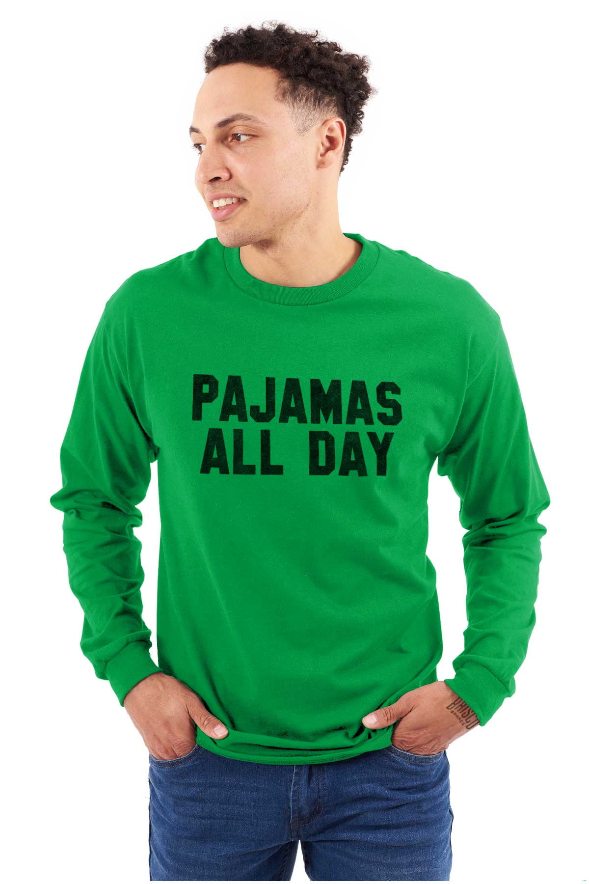 Pajamas All Day Slacker Lazy Long Sleeve TShirt Men Women Brisco Brands ...