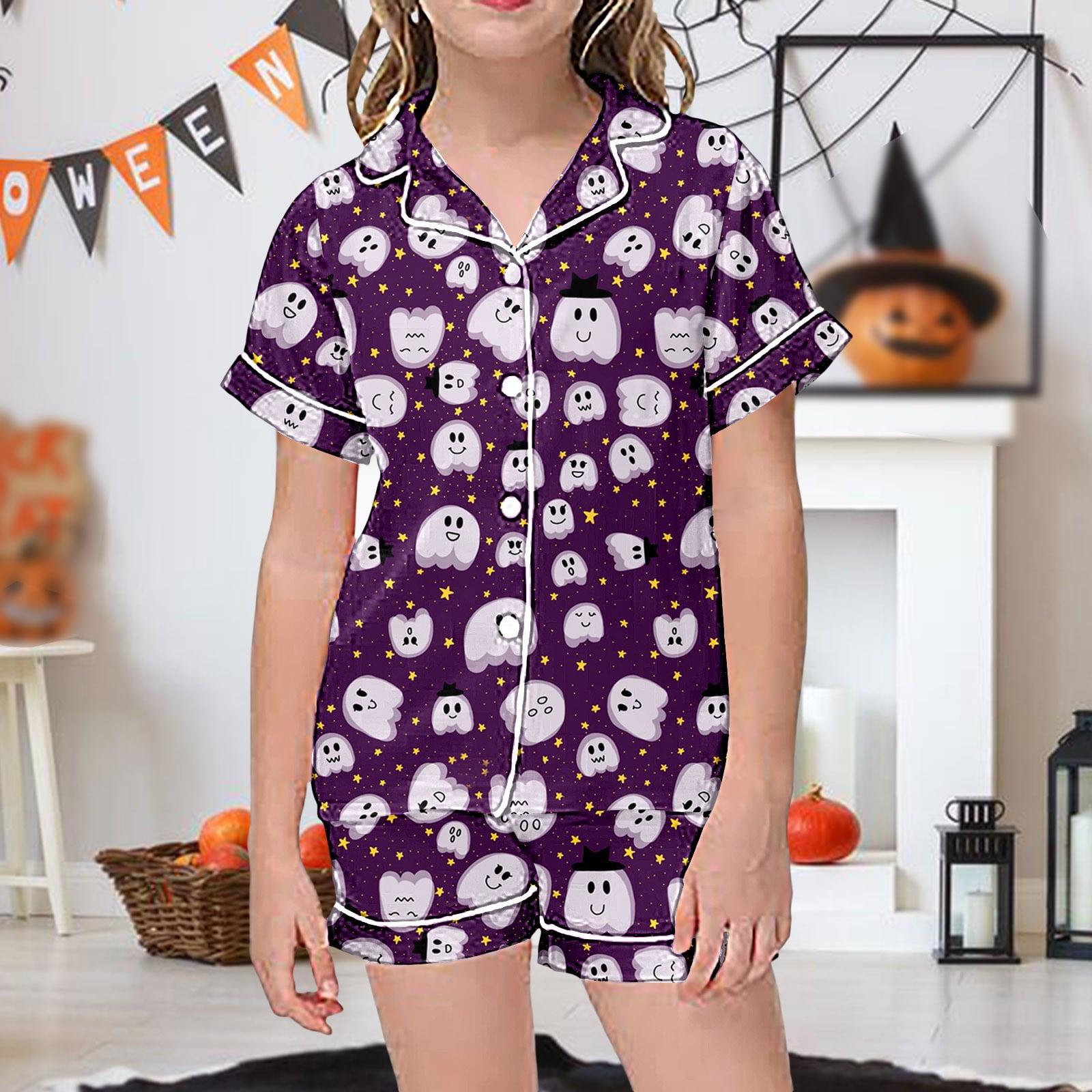 Pajamas Bamboo Baby Clothes Girls Pajamas Purple Printed, Short Sleeved ...