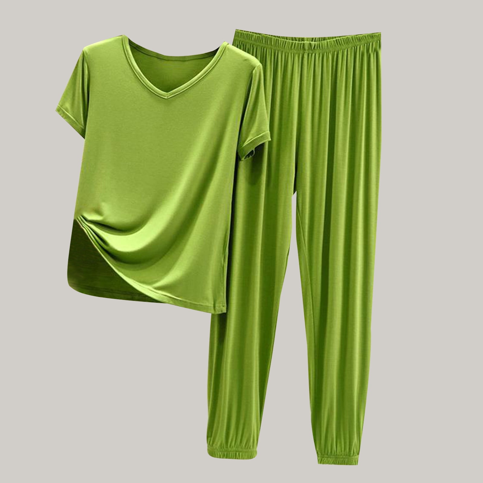 Pajamas pstuiky Pajamas for Women Set, Women Solid Color Round Neck ...