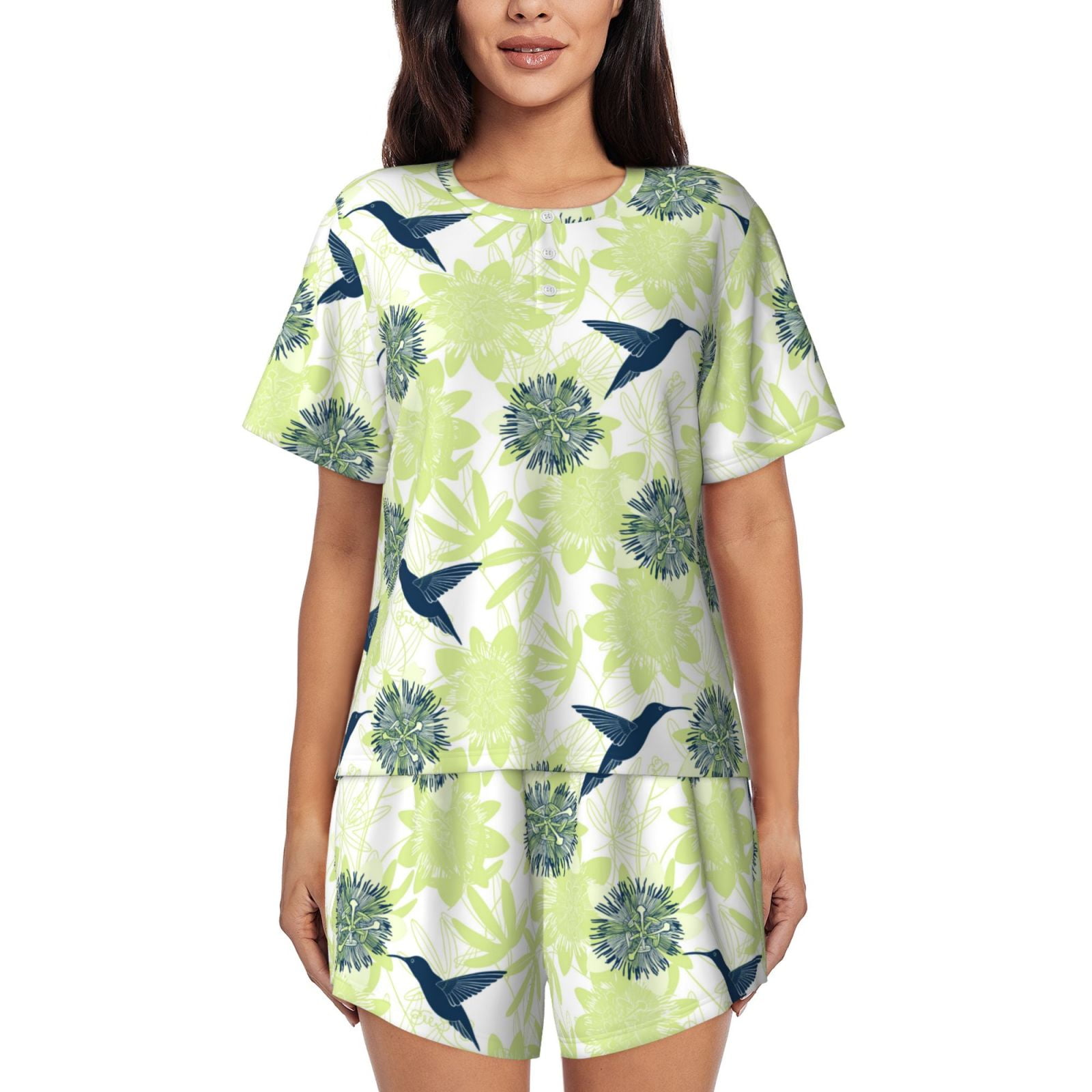 Pajamas For Women Set, Art Deco Hummingbird Pj Lounge Sets For Women 2 ...
