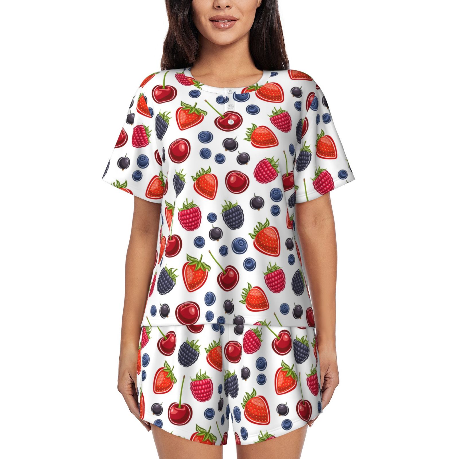 Pajamas For Women Set, Blueberry Print Berry Pj Lounge Sets For Women 2 ...