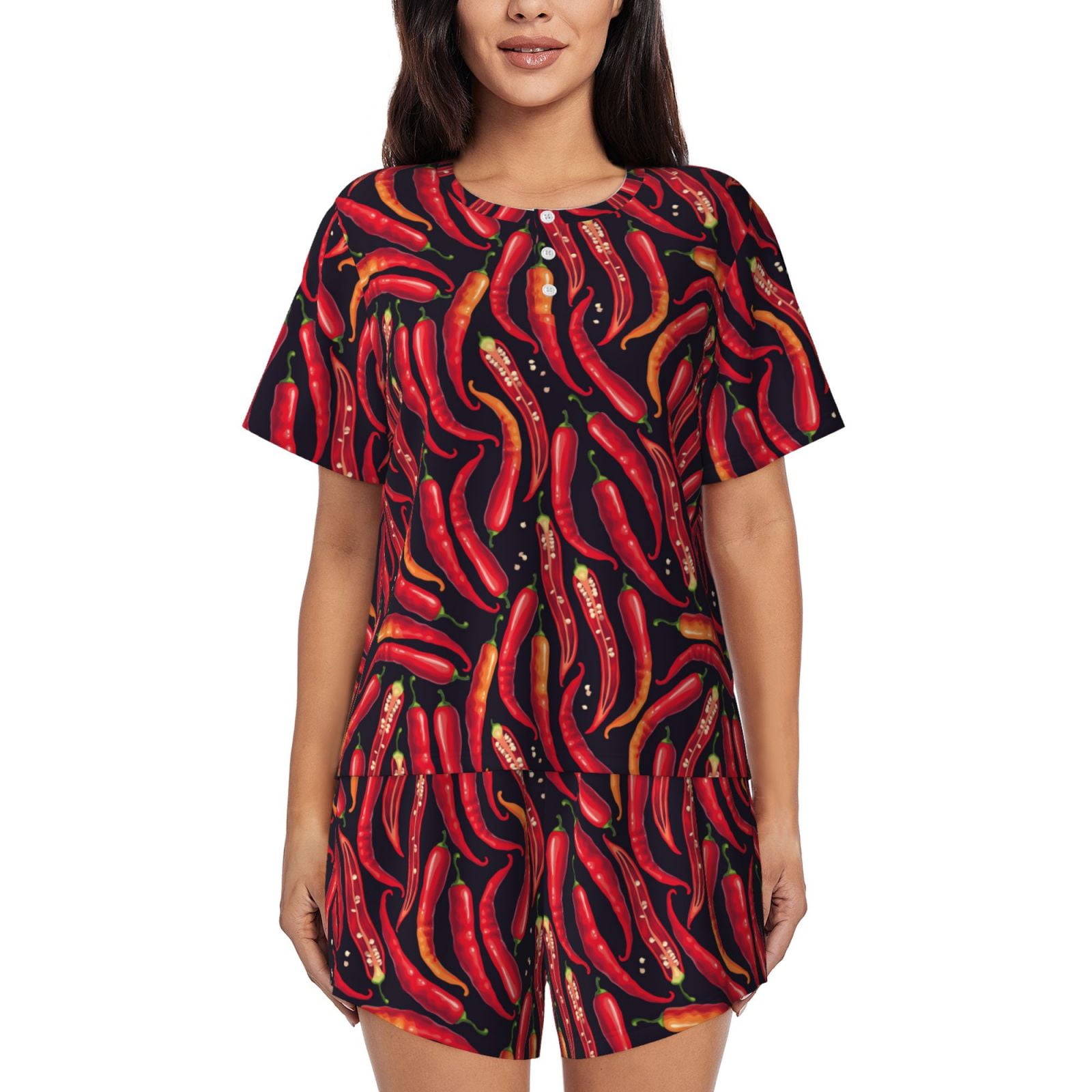 Pajamas For Women Set, Chili Pepper Funny Pj Lounge Sets For Women 2 ...