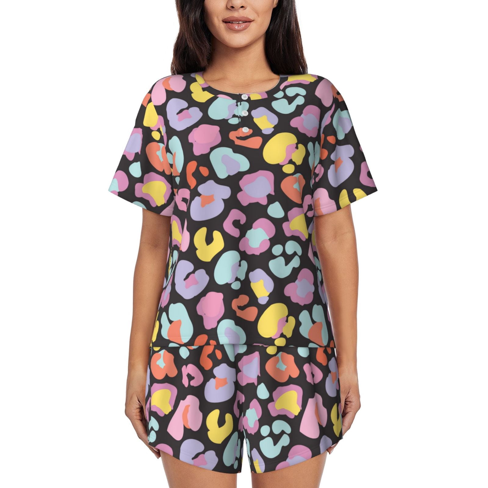 Pajamas For Women Set, Colorful Leopard Spot Pj Lounge Sets For Women 2 ...