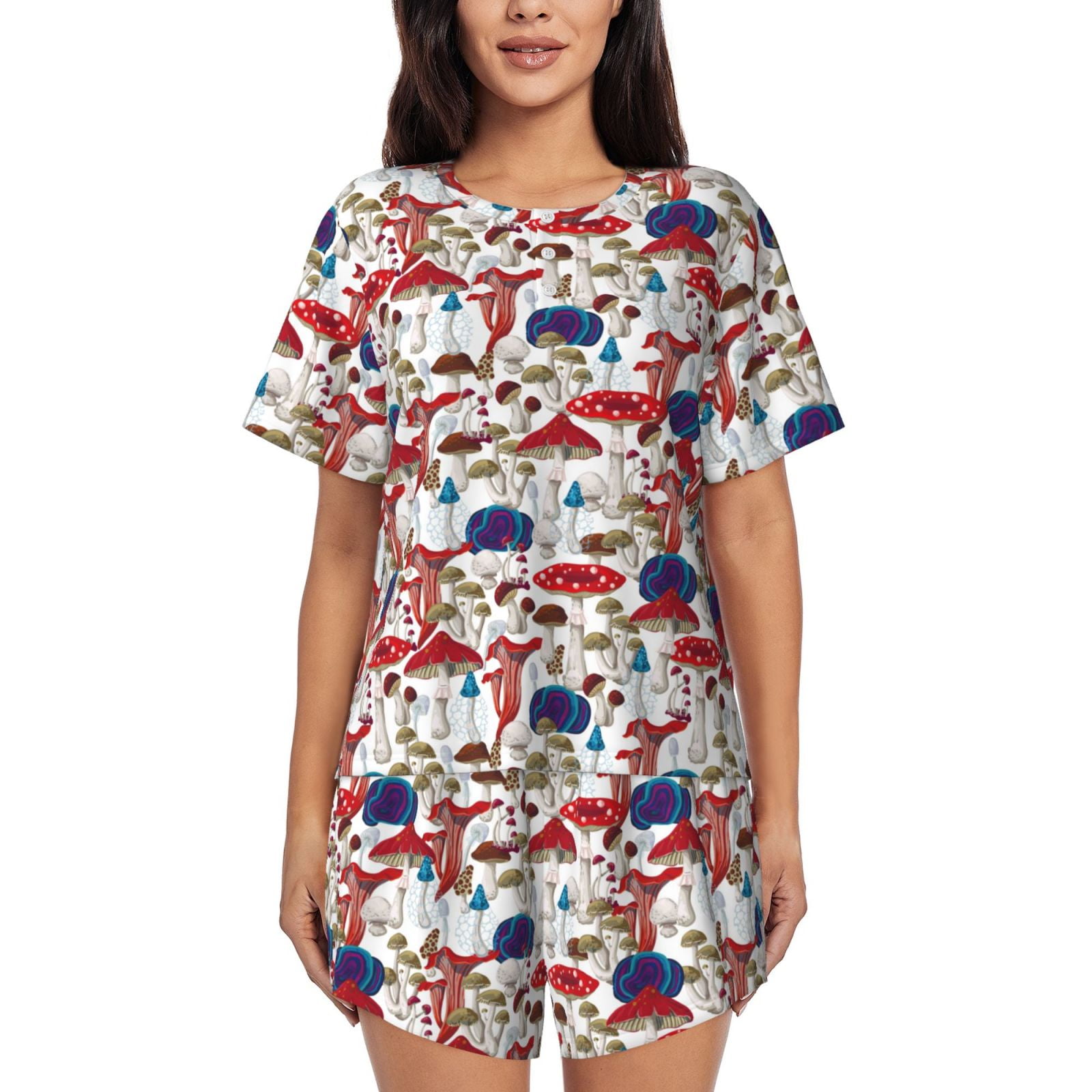 Pajamas For Women Set, Colorful Mushrooms (2) Pj Lounge Sets For Women ...