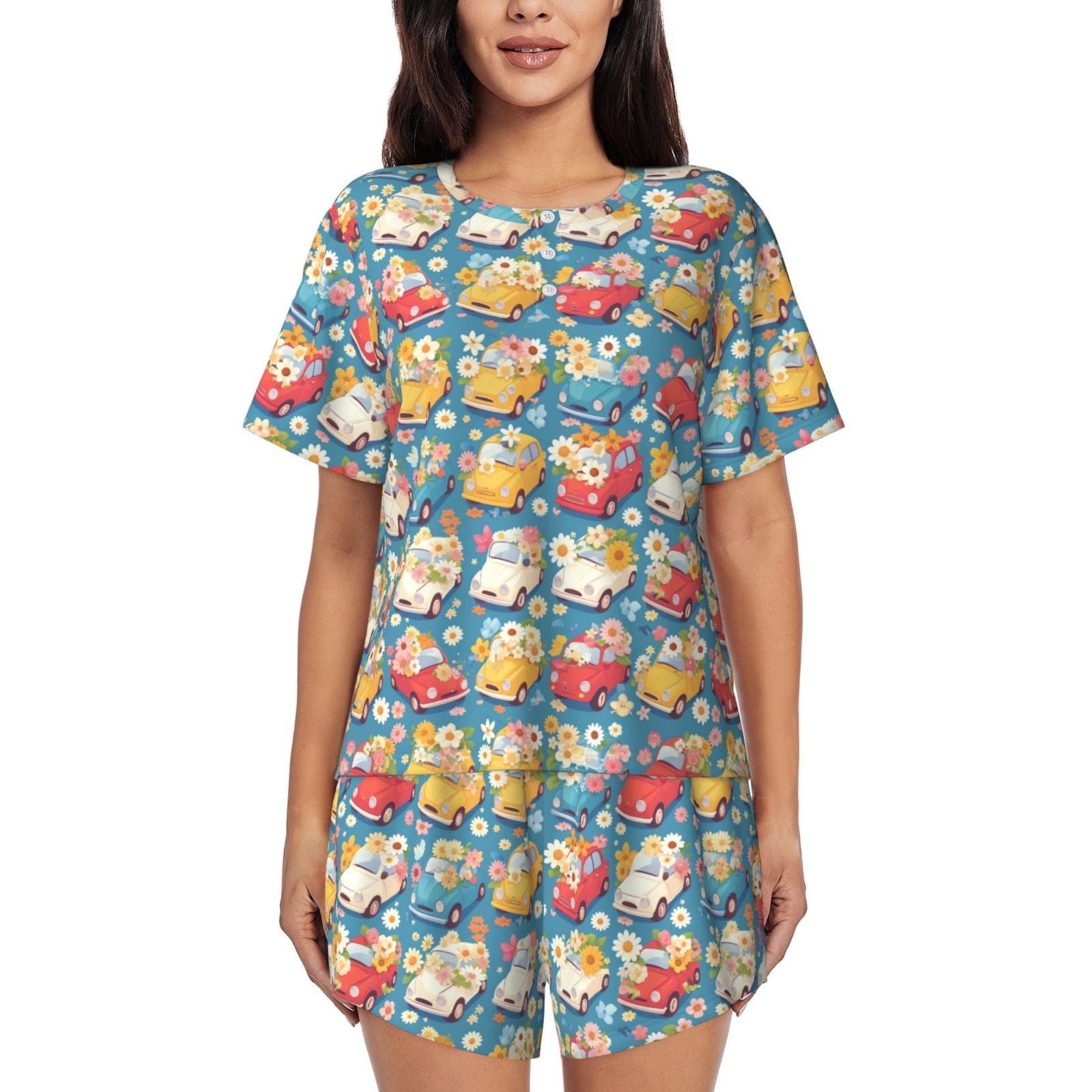 Pajamas For Women Set, Colorful Suv Daisy Flower Pj Lounge Sets For ...