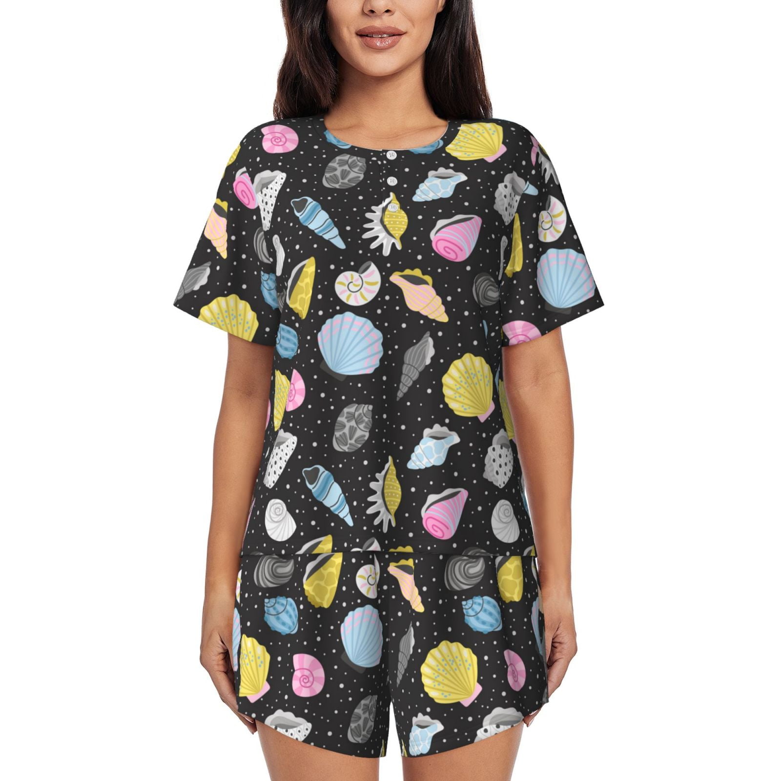 Pajamas For Women Set, Conch Shells Print No.9047 Pj Lounge Sets For ...