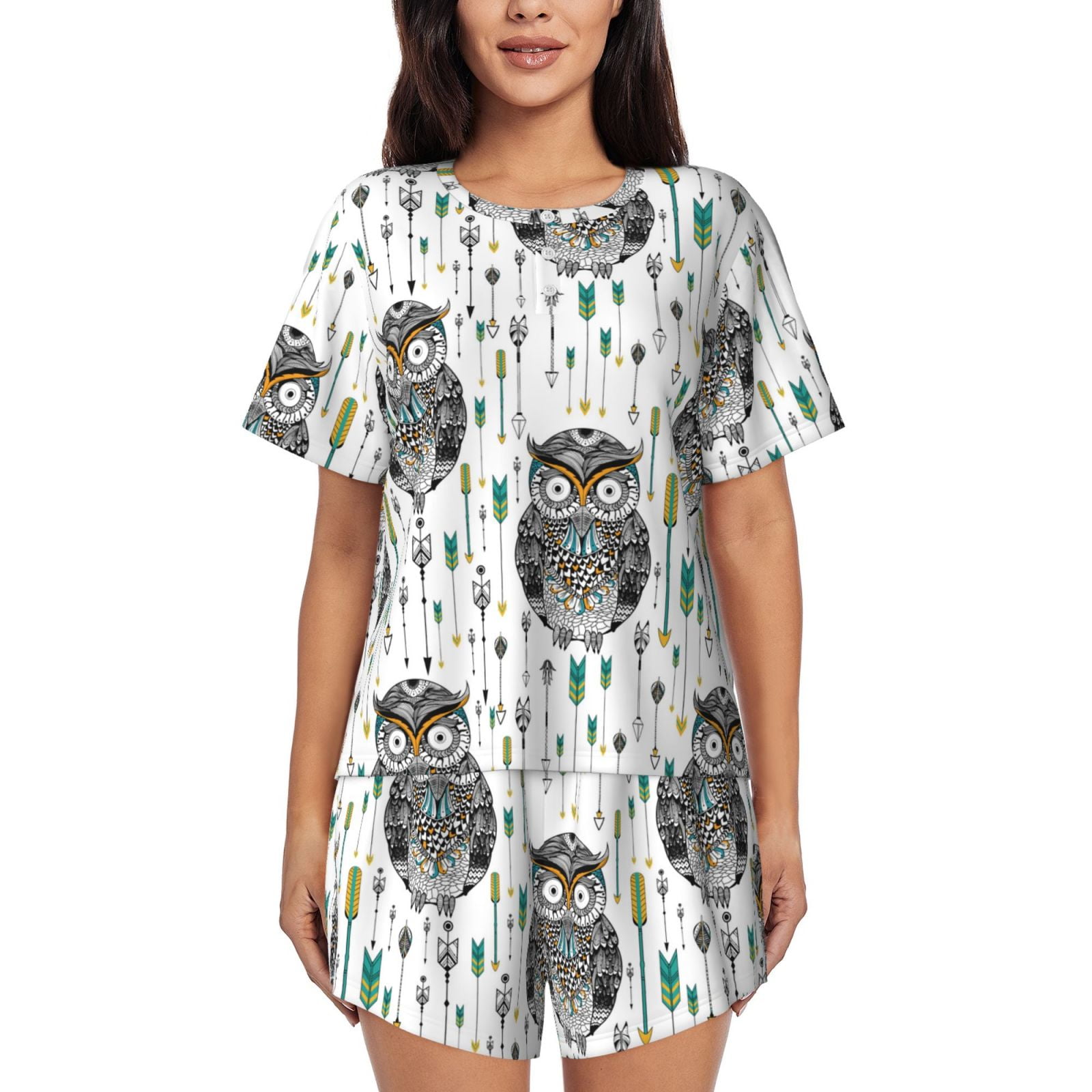 Pajamas For Women Set, Cool Tribe Owls Pj Lounge Sets For Women 2 Piece ...