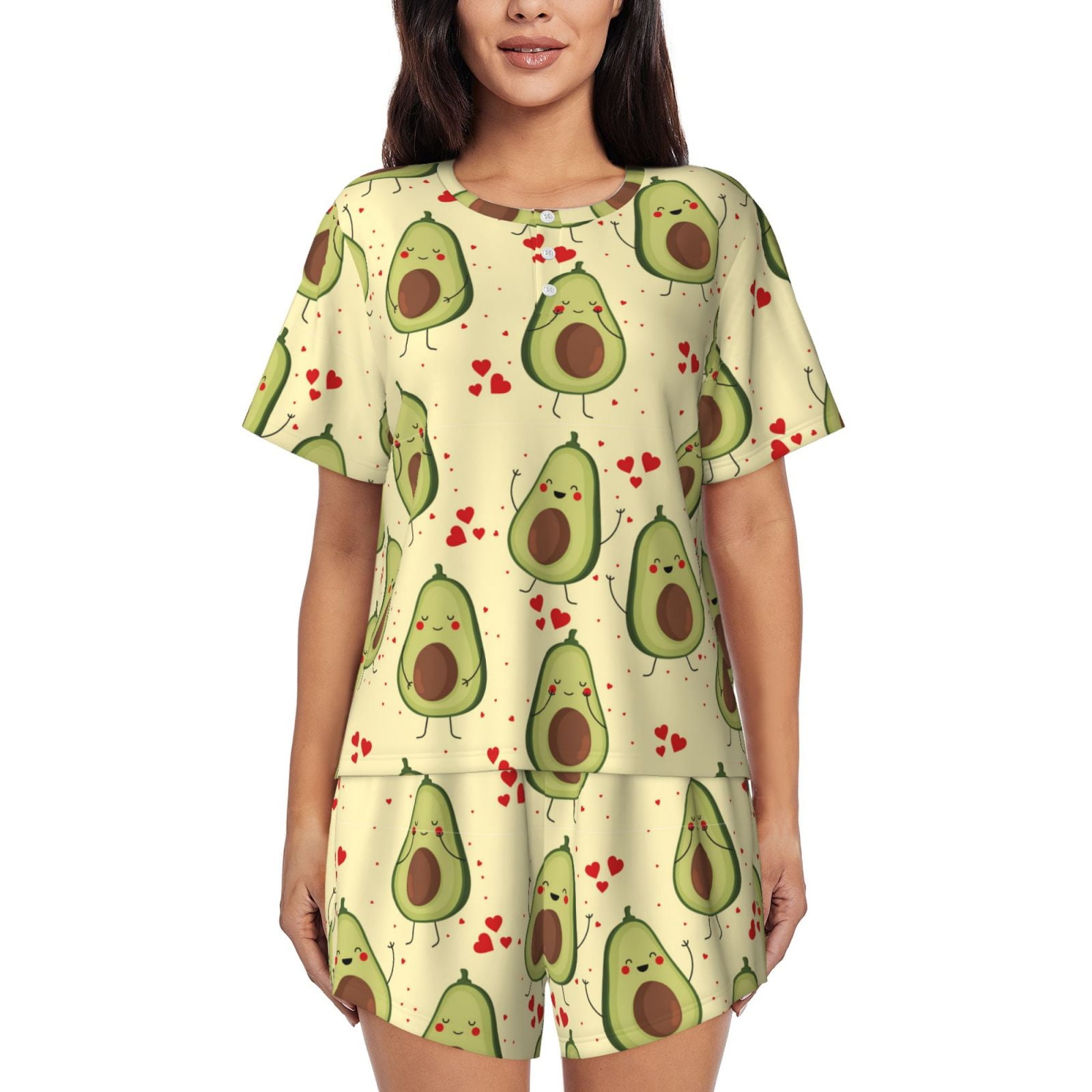Pajamas For Women Set, Cute Avocado Sweet Love Pj Lounge Sets For Women ...